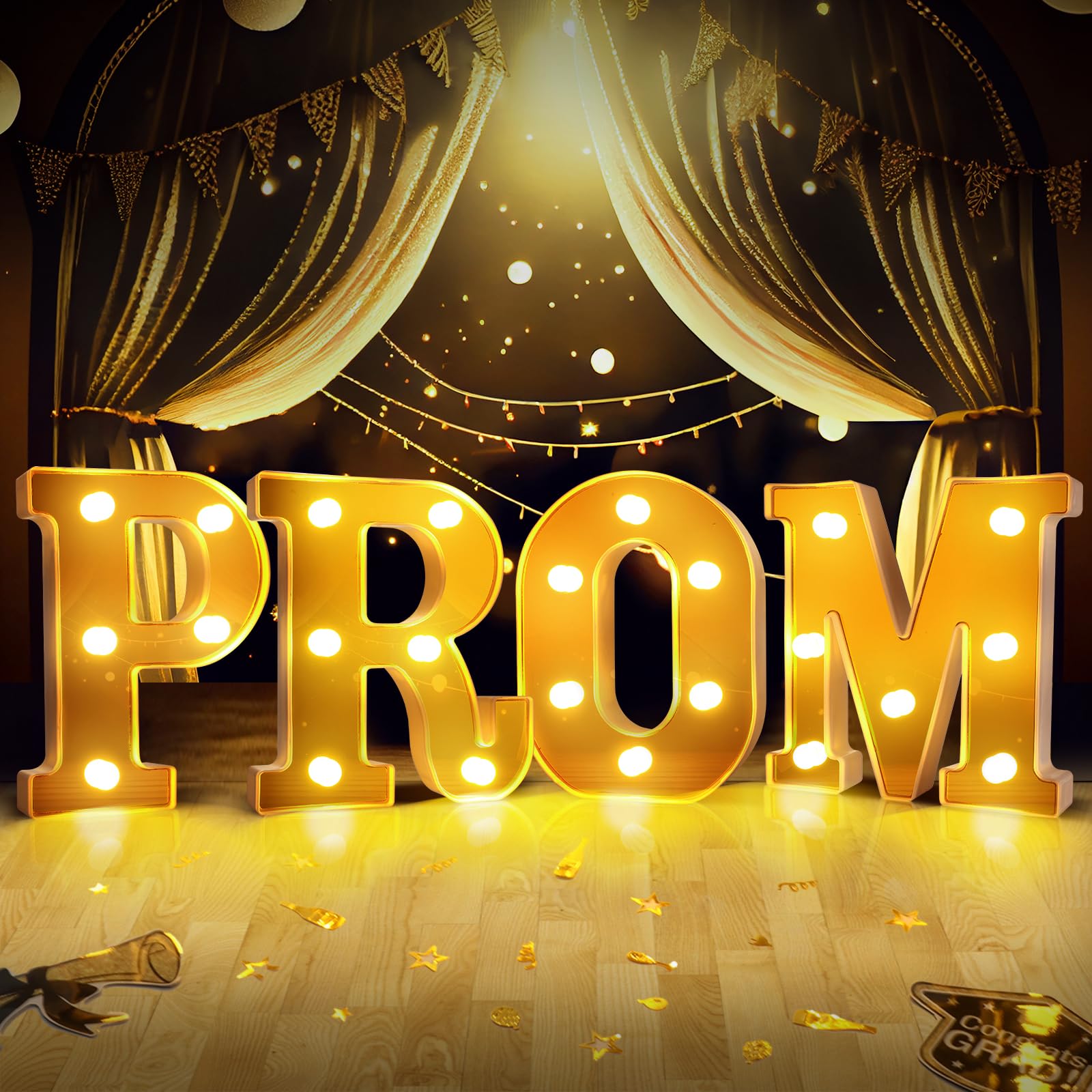 Amazon.com: 4 Pcs LED Prom Letter Lights Grad Prom Decorations 2025 LED ...