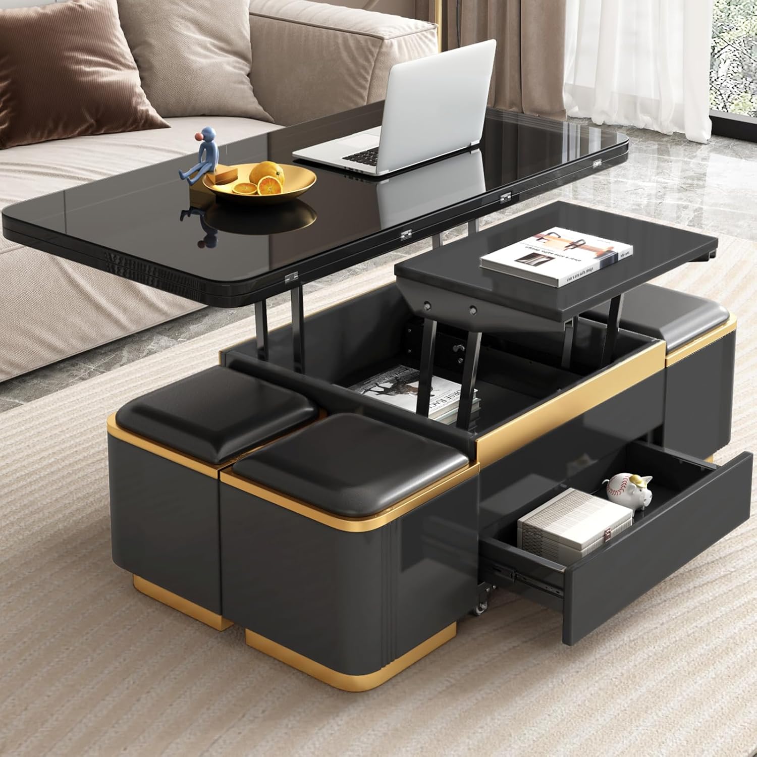 Amazon.com: Guyii Multifunctional Lift Top Coffee Table, Extendable ...