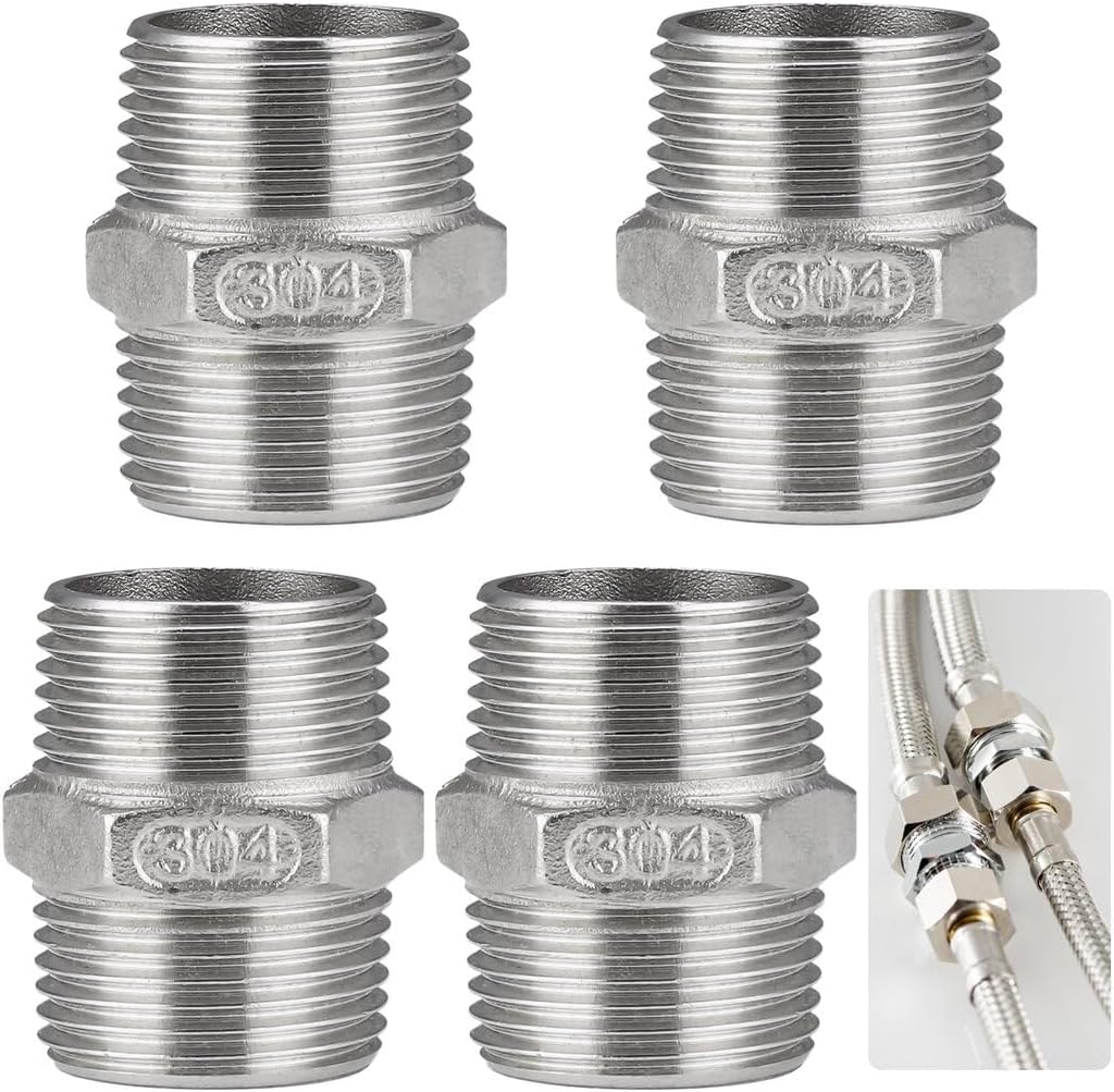 Amazon.com: Hex Nipple 1" Male x1" Male Pipe Fittings, 1’’ NPT Male Threaded Pipe Fittings, 304 ...