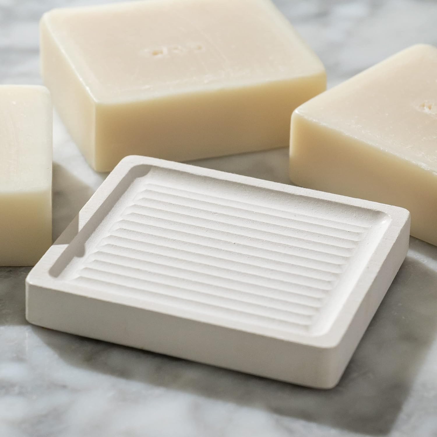 Amazon.com: White Diatomite Soap Dish - Modern Minimalist Design ...
