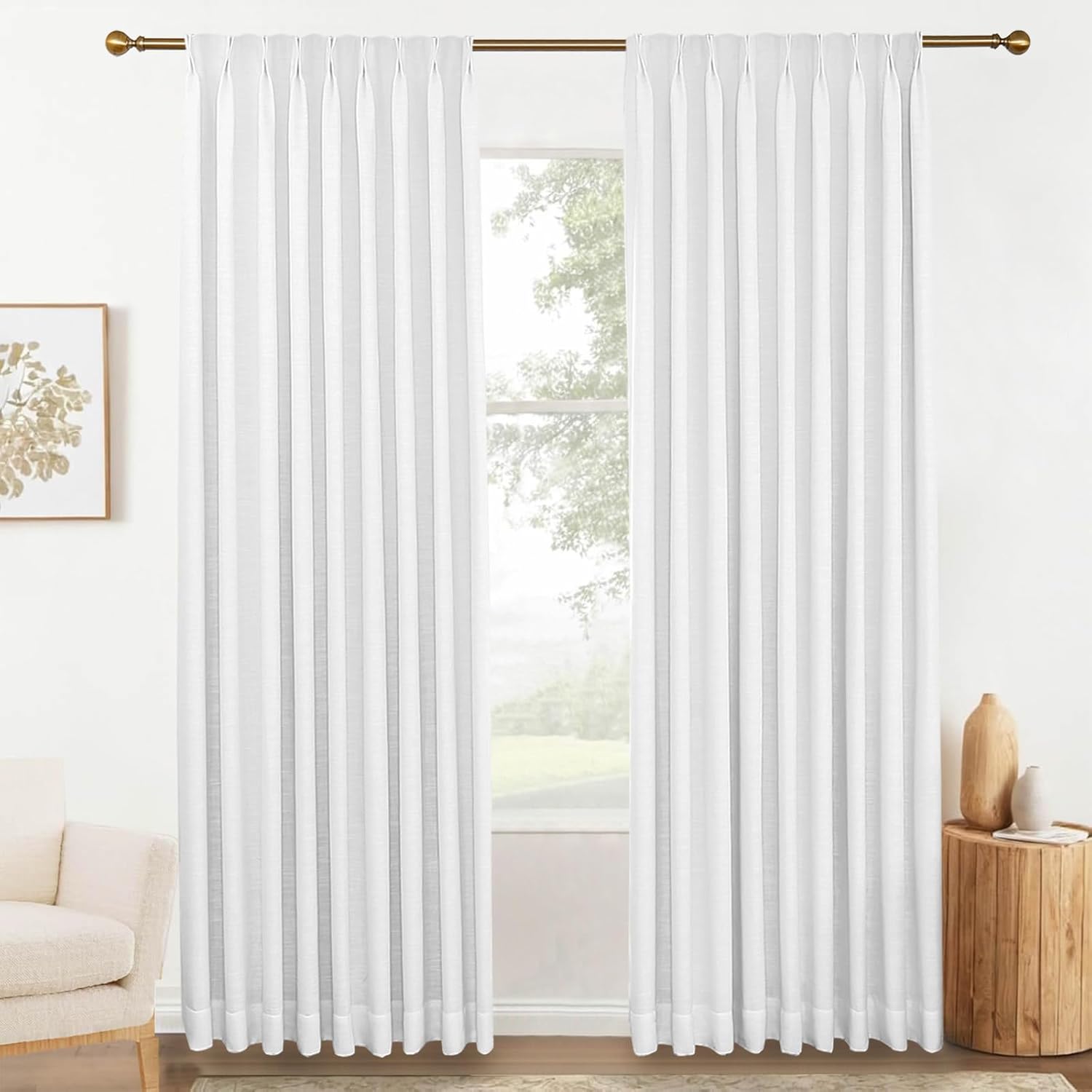 Amazon.com: DotheDrape Faux Linen White Blackout Curtains 120 inch ...