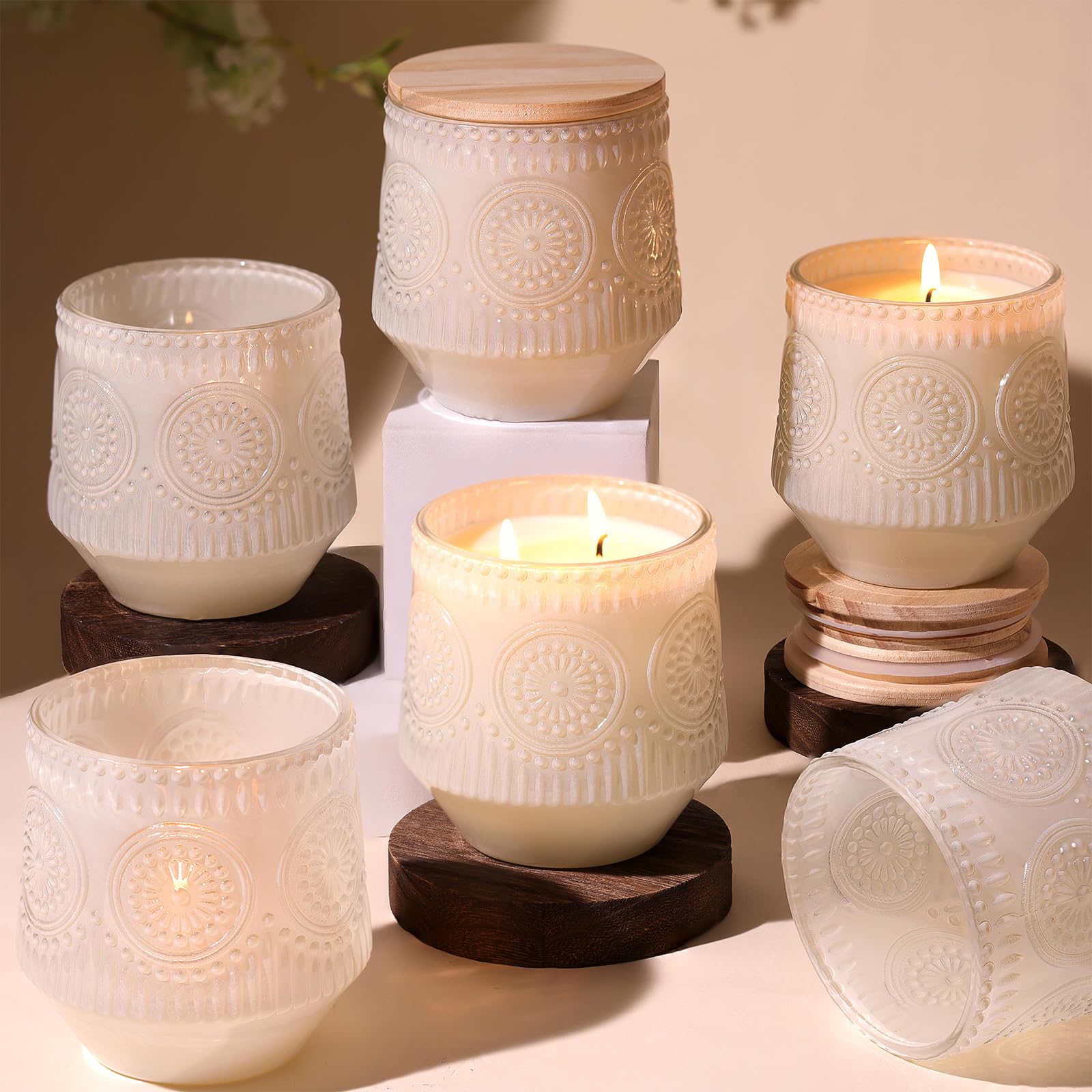 Amazon.com: LAMORGIFT 6 Pack Milky White Candle Jars for Making Candles ...