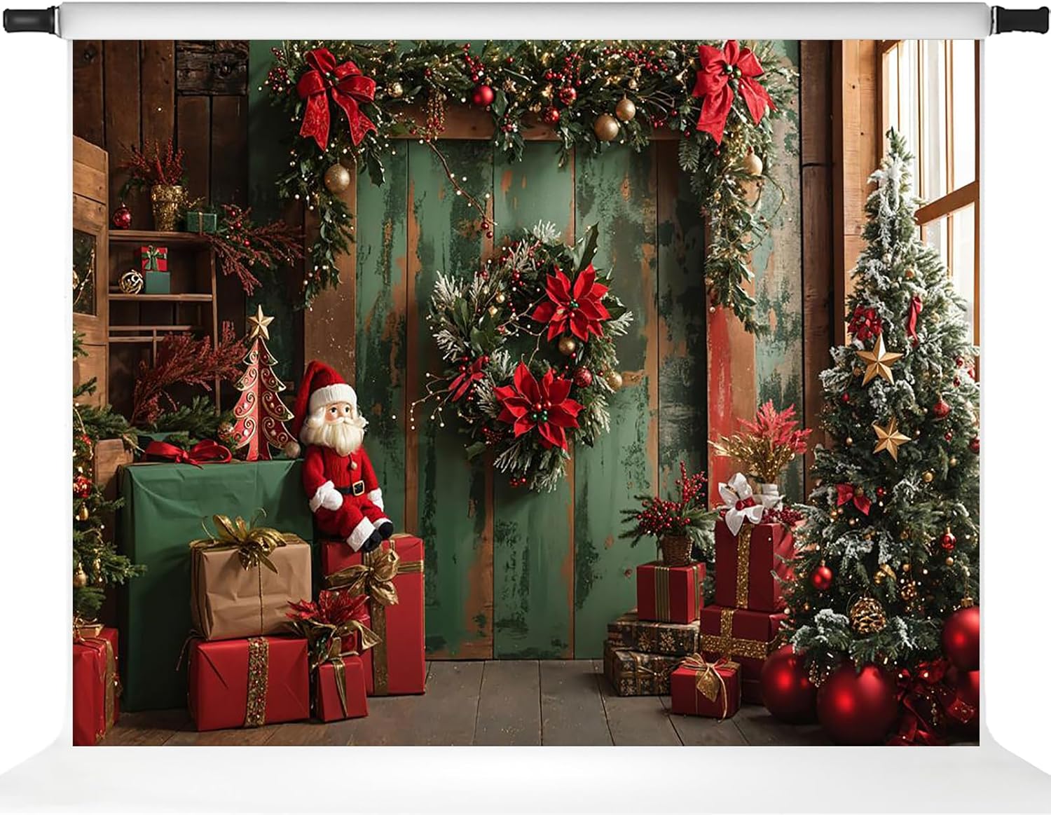 Amazon.com : Kate Christmas Backdrops Santa Christmas Tree Backdrops ...