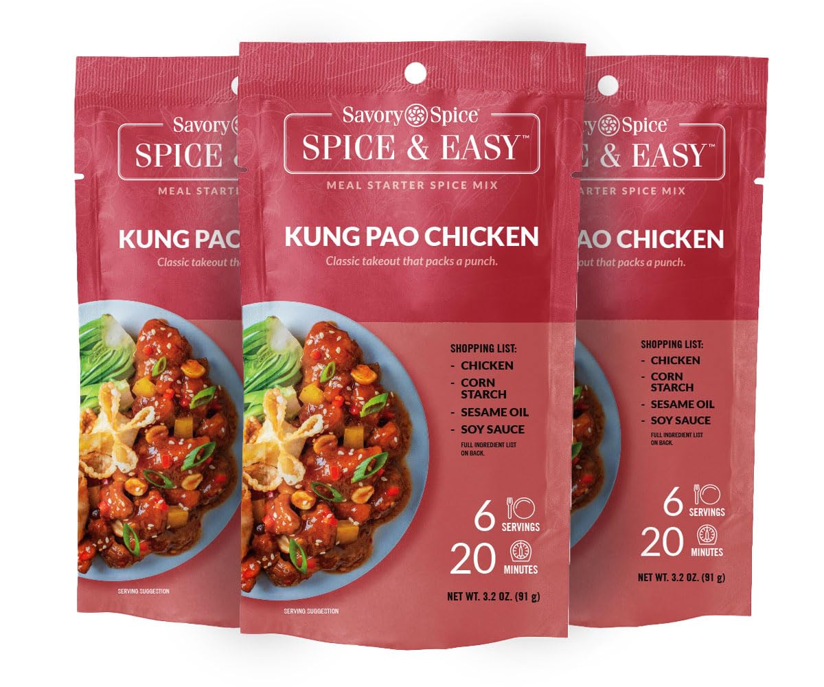 Amazon.com : Savory Spice Kung Pao Chicken 3-Count Spice & Easy Meal ...