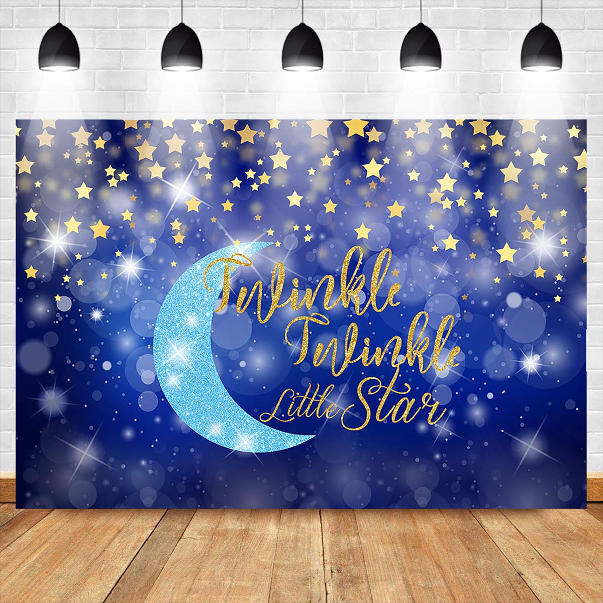 Mocsicka Twinkle Twinkle Little Star Backdrop Moon Glitter Star ...