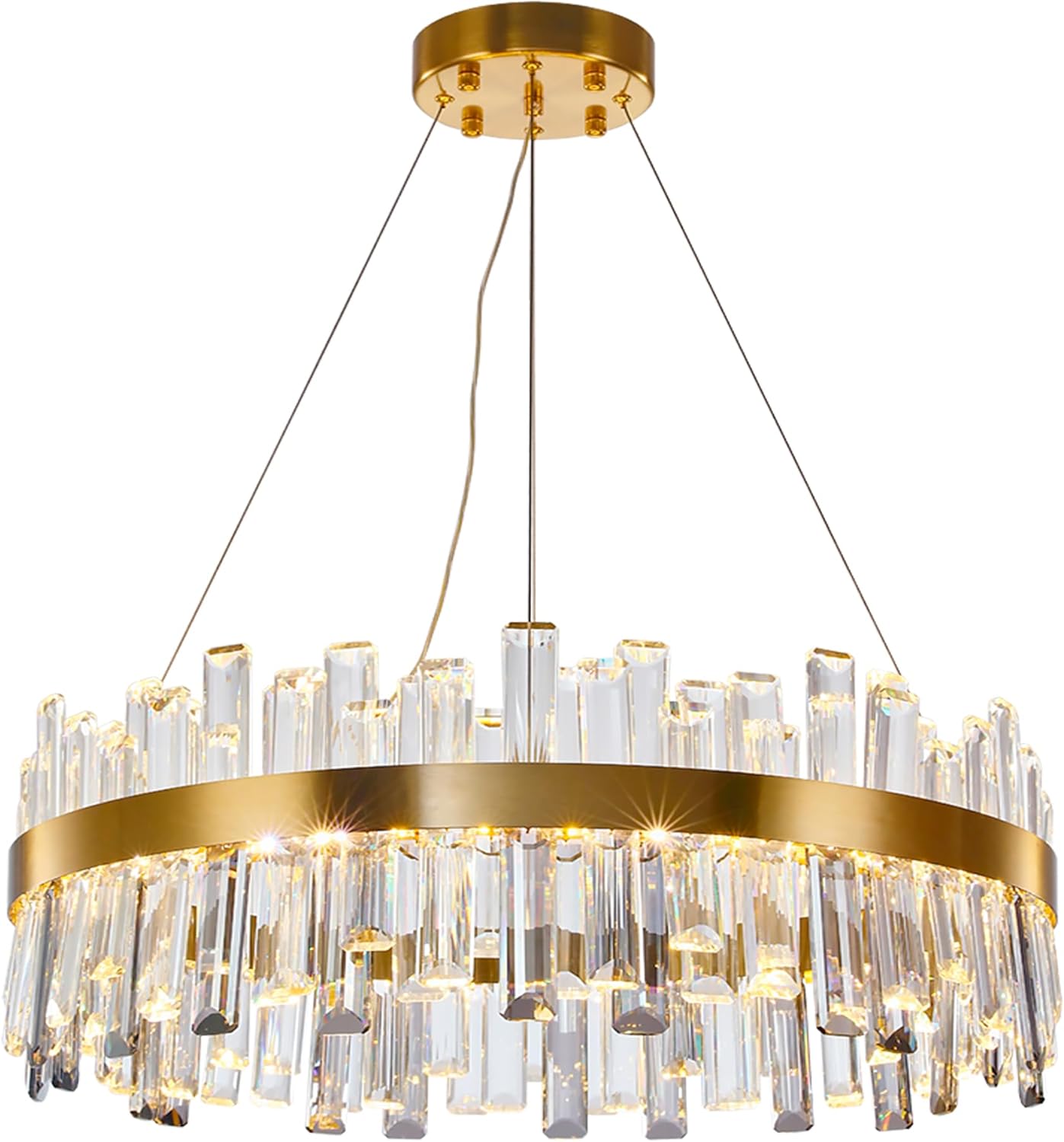 WABON Modern Crystal Chandelier, Luxury LED Gold Chandelier Plated ...