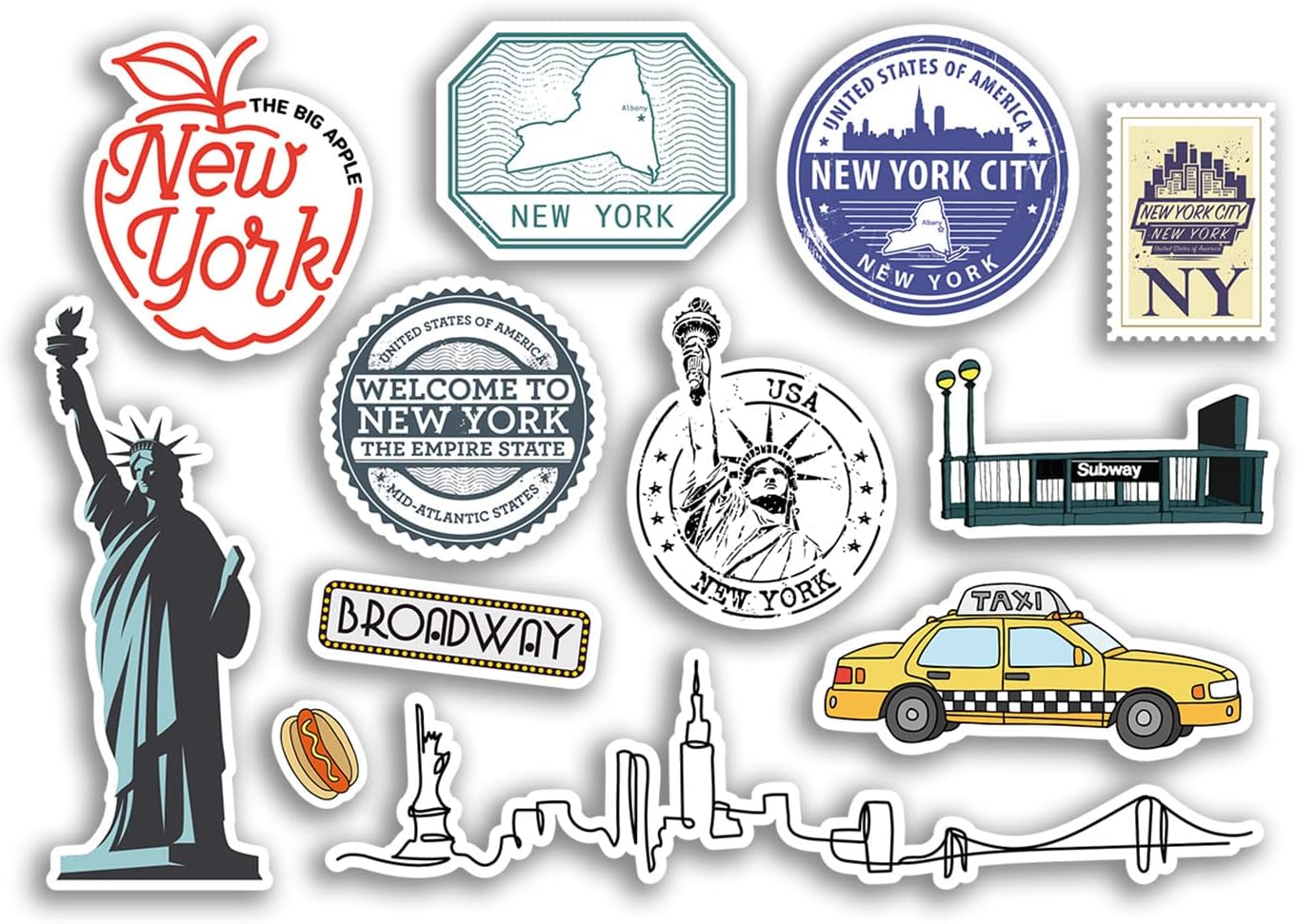 A5 Sticker Sheet New York Vinyl Stickers - City America USA Taxi ...