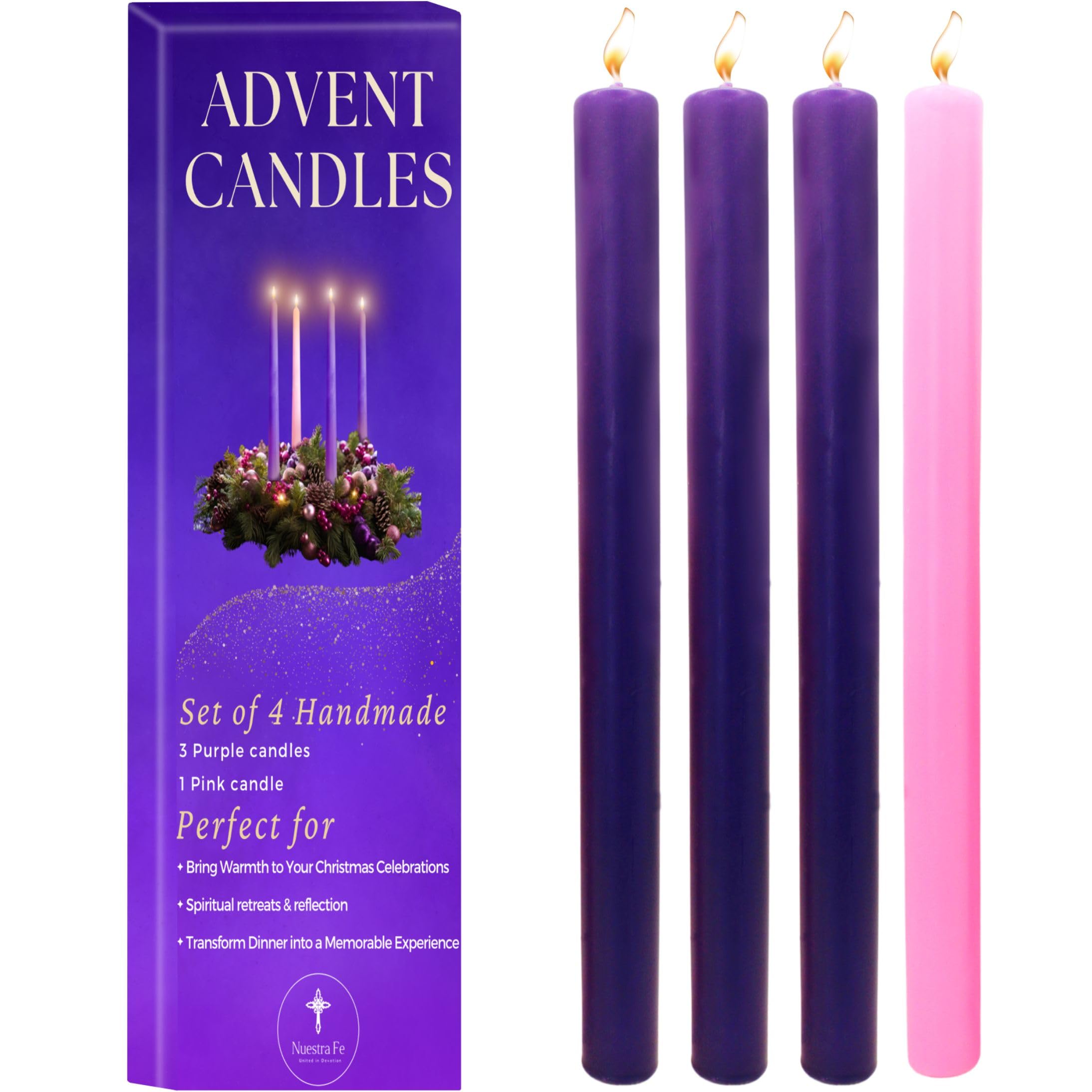 Amazon.com: Dripless Advent Candles Set of 4 Handmade in Mexico ...
