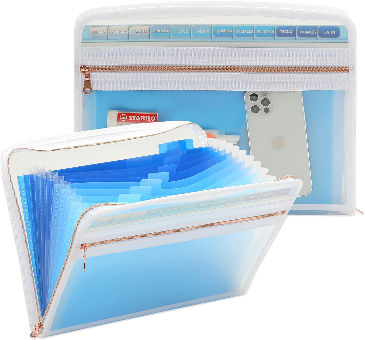 Amazon.com : Mukawa 13 Pocket Zippered Expanding File, Zippered ...