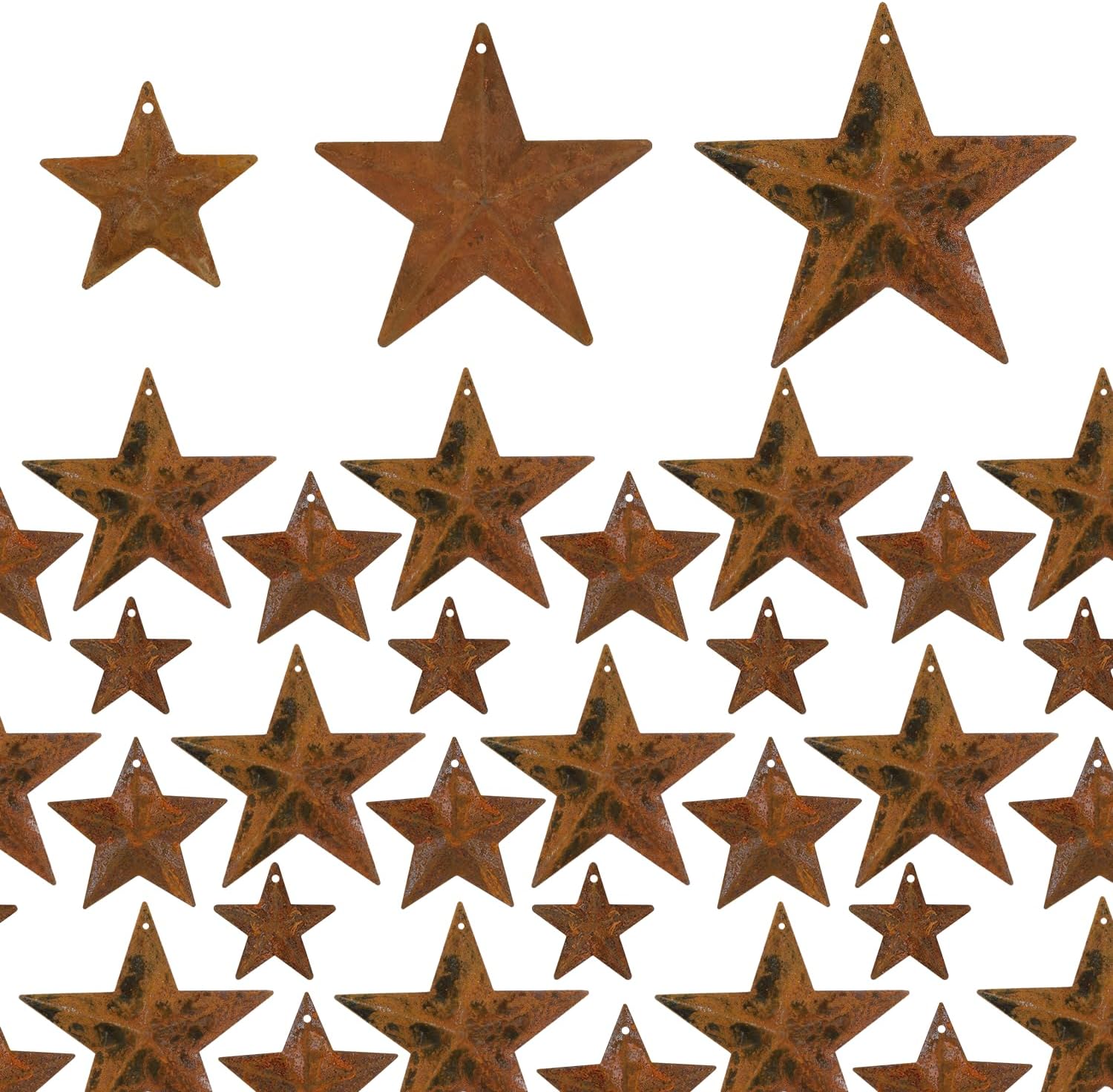 Amazon.com: Hidaily 30PCS Rusty Stars for Crafts, 3 Sizes Metal Stars ...
