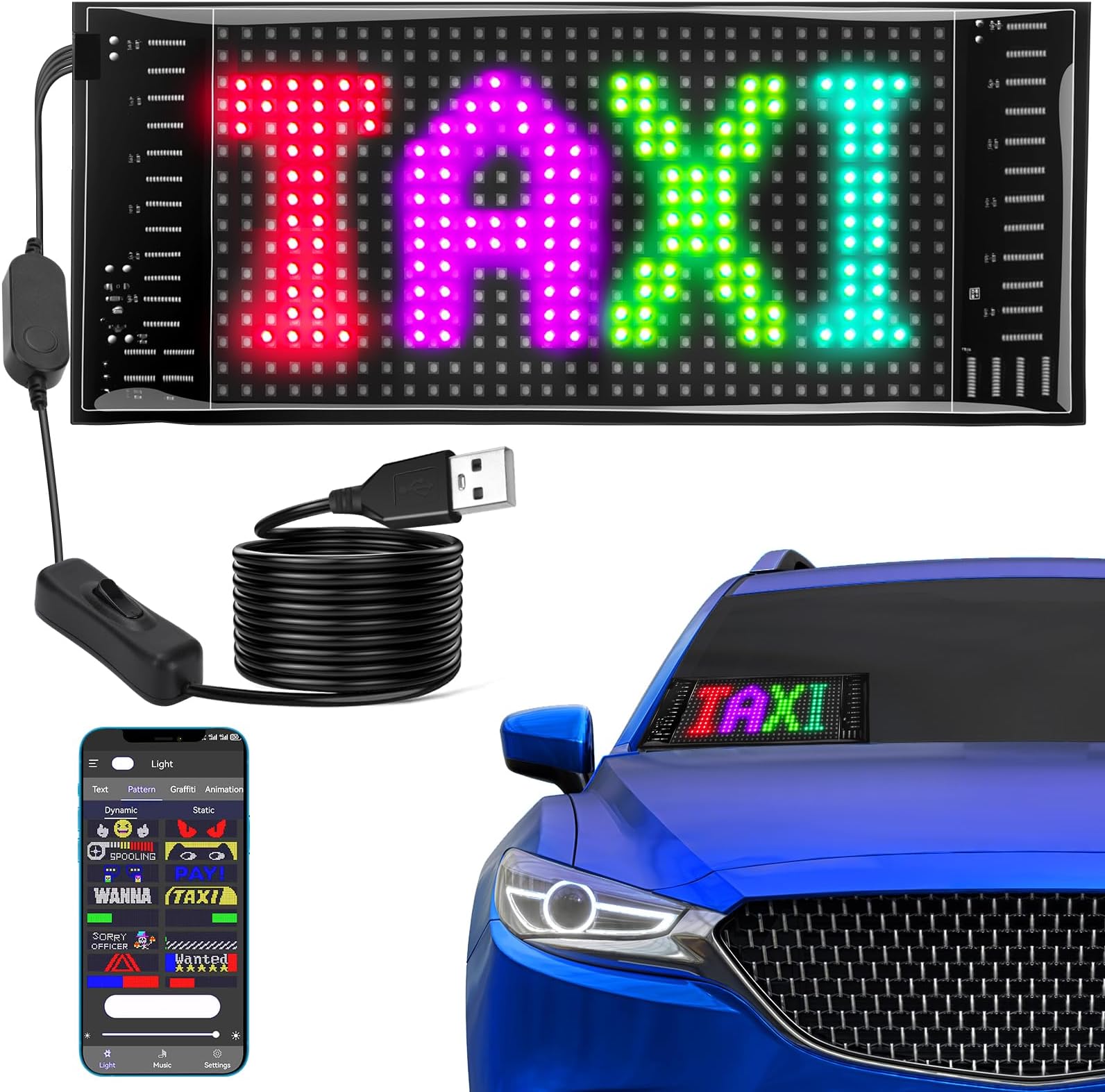 Amazon.com: Led Light Signs for Car, Taxi Windshield Led Stickers ...