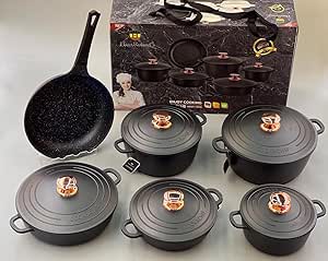 Haus Roland Cast Iron Cookware Set, 11 Pieces, Black: Buy Online at ...