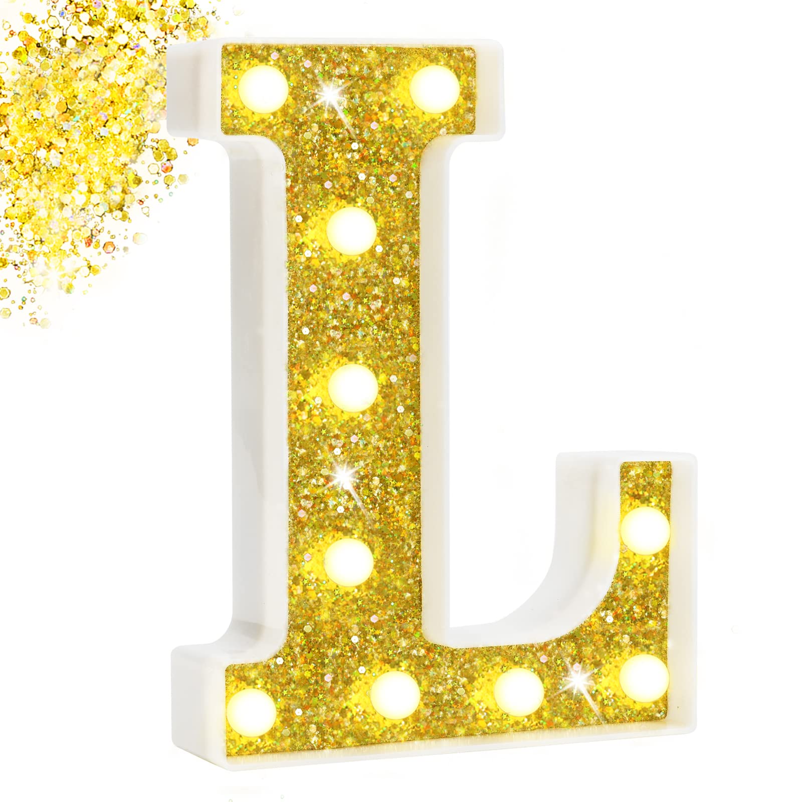 Amazon.com: LED Marquee Letter Lights, Light Up Golden Letters Glitter ...