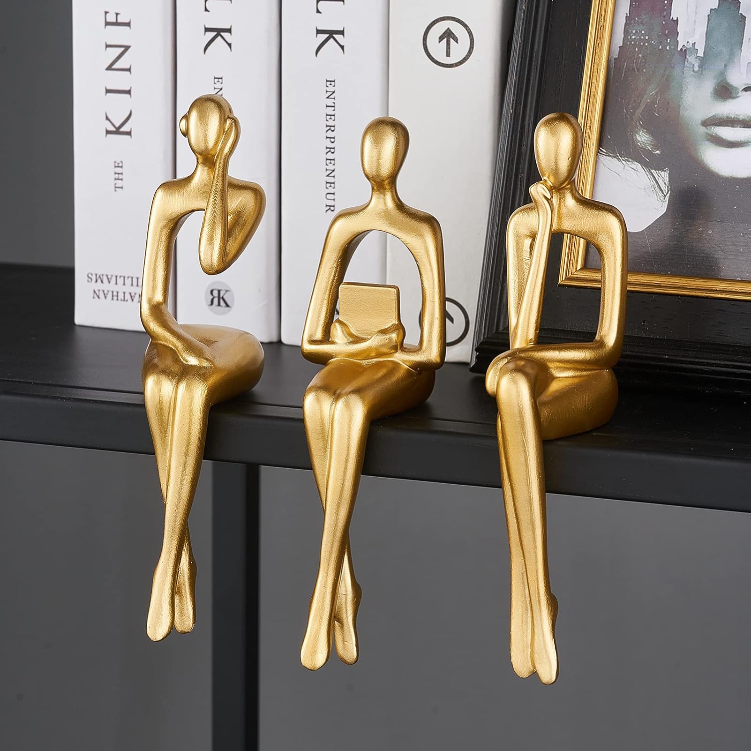 XINXUAN Gold Decor Statue Home Decorations for Living Room,Shelf Decor ...