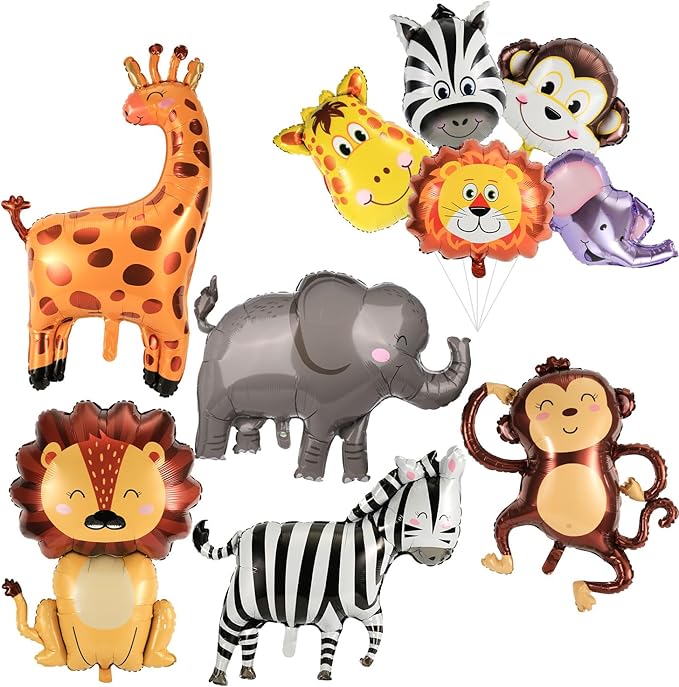 Amazon.com: 10pcs Jungle Safari Animal Balloons, Funny Wild Balloons ...