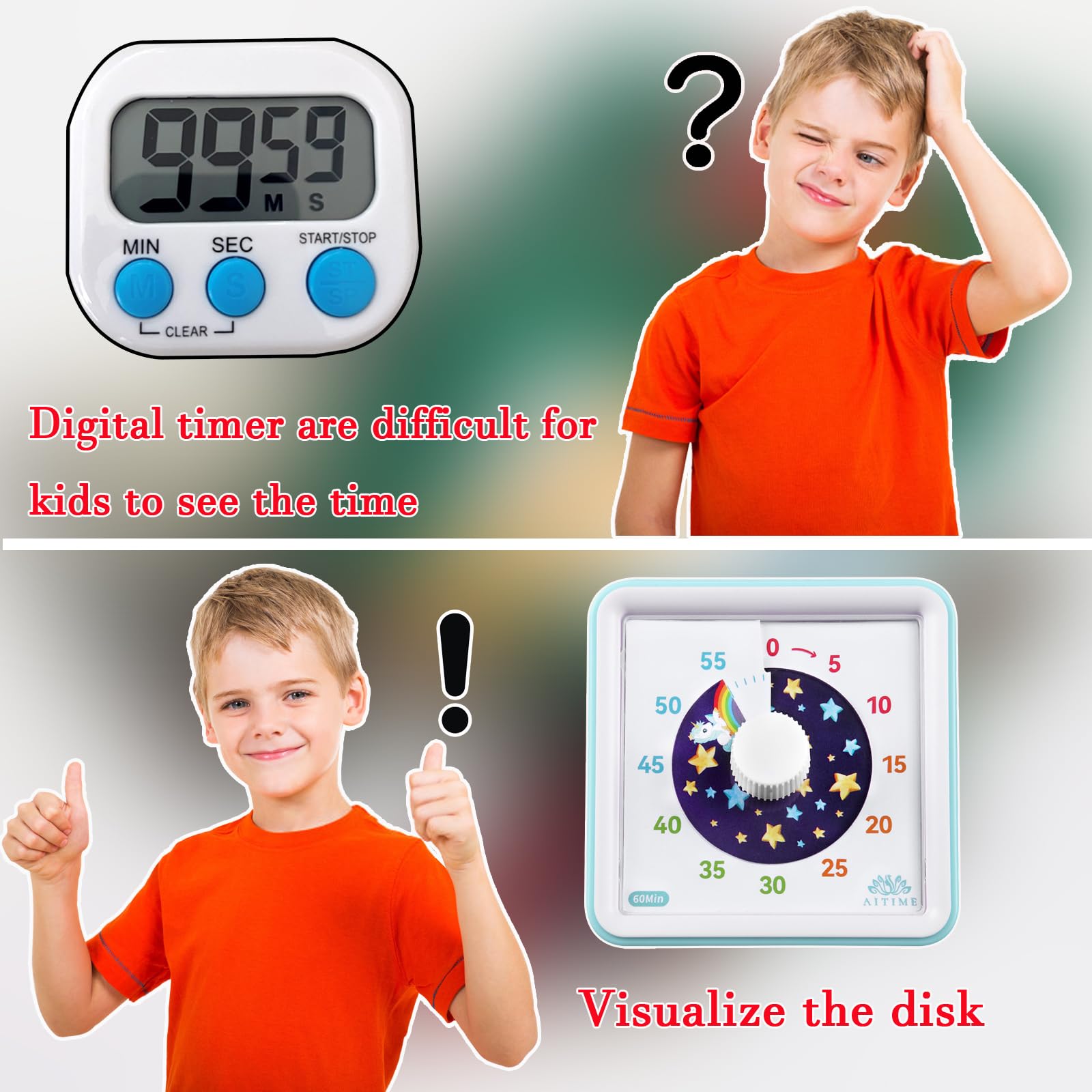 Snapklik.com : Visual Timer For Kids, 60 Minute Toddler ADHD Timer, Visual Countdown Timer For ...