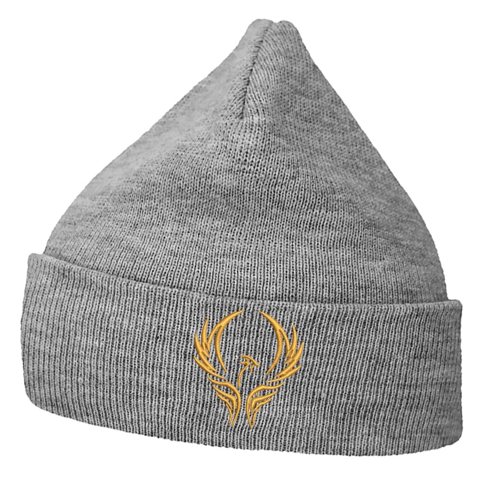 Fannoo 겨울 따뜻한 스트레치 니트 비니 모자 남성용 여성용 Uni Fire Phoenix 그래픽 자수 커프드 스컬 모자 캡 Kr
