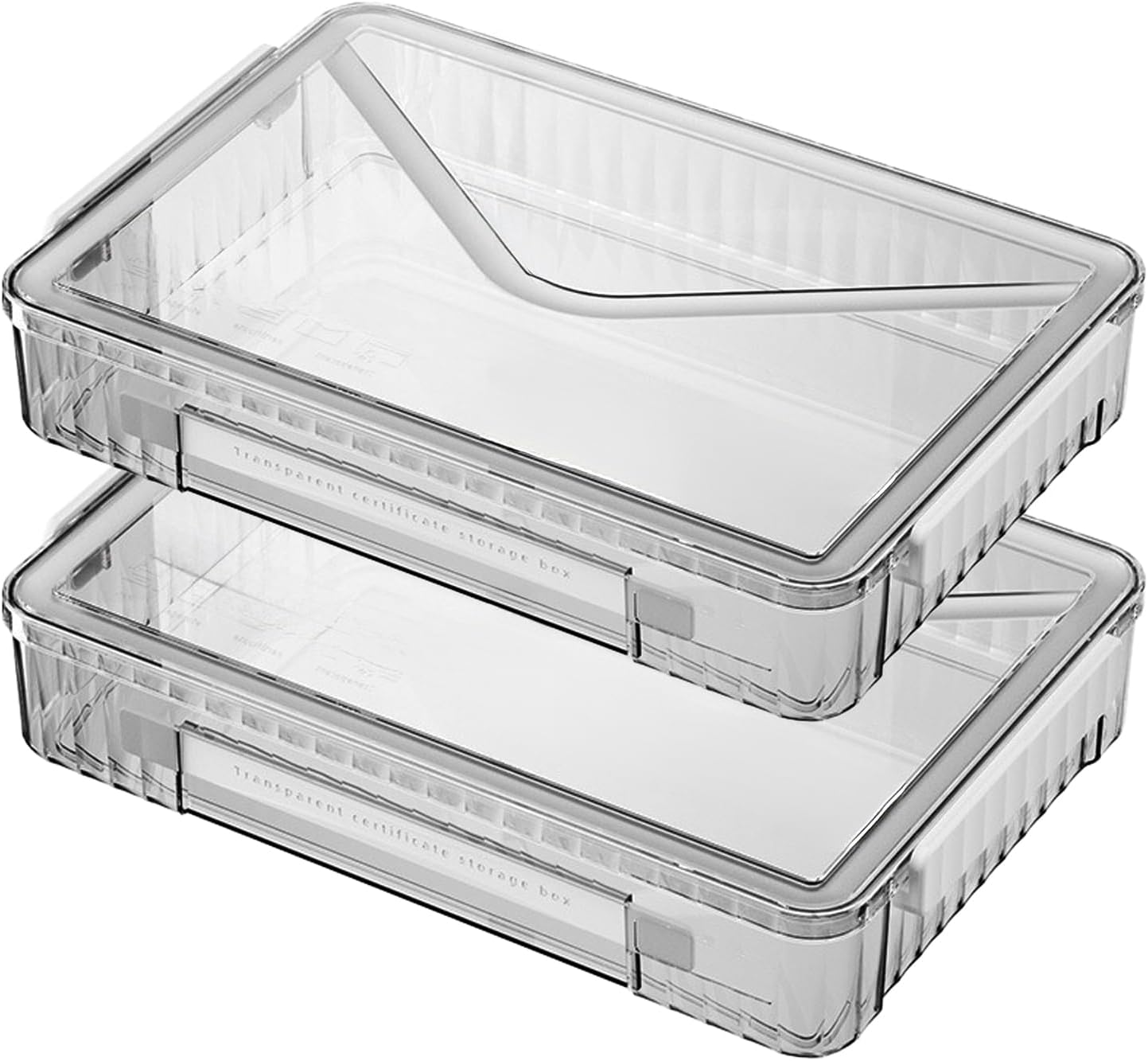 Amazon.com: RHONZHAO 2 Pack Clear Plastic File Boxes w/Latching Lids ...