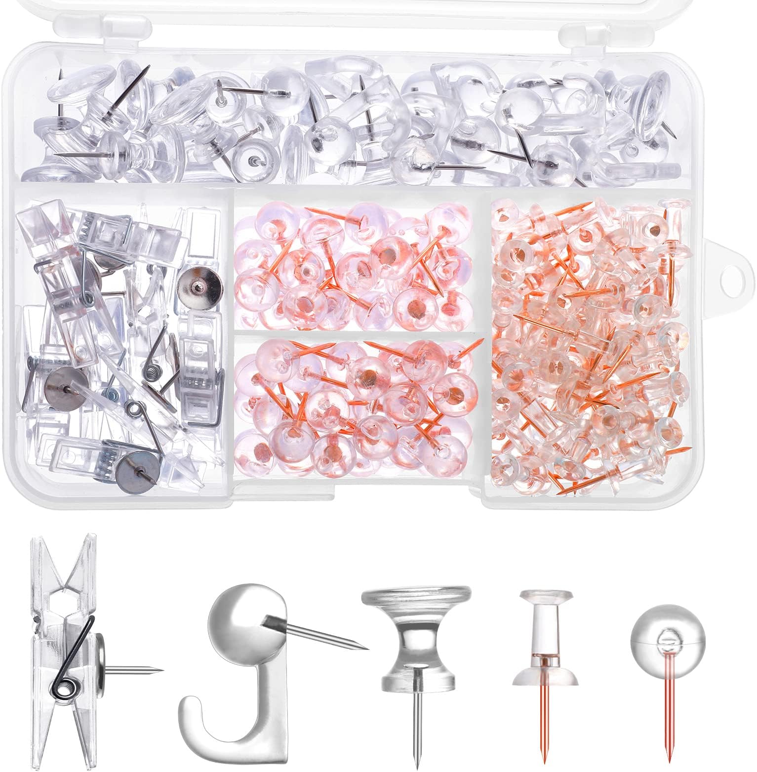 Amazon.com: Push Pins Binder Clips Paper Clips Map Tacks Sets, 5 Styles ...