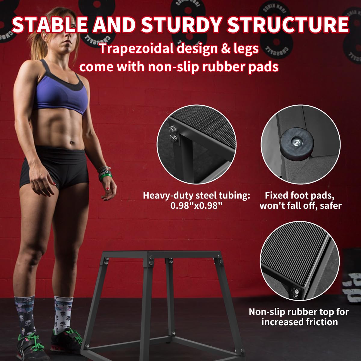 Snapklik.com : Metal Plyometric Jumping Box, 18 Inch Steel Plyo Box For ...