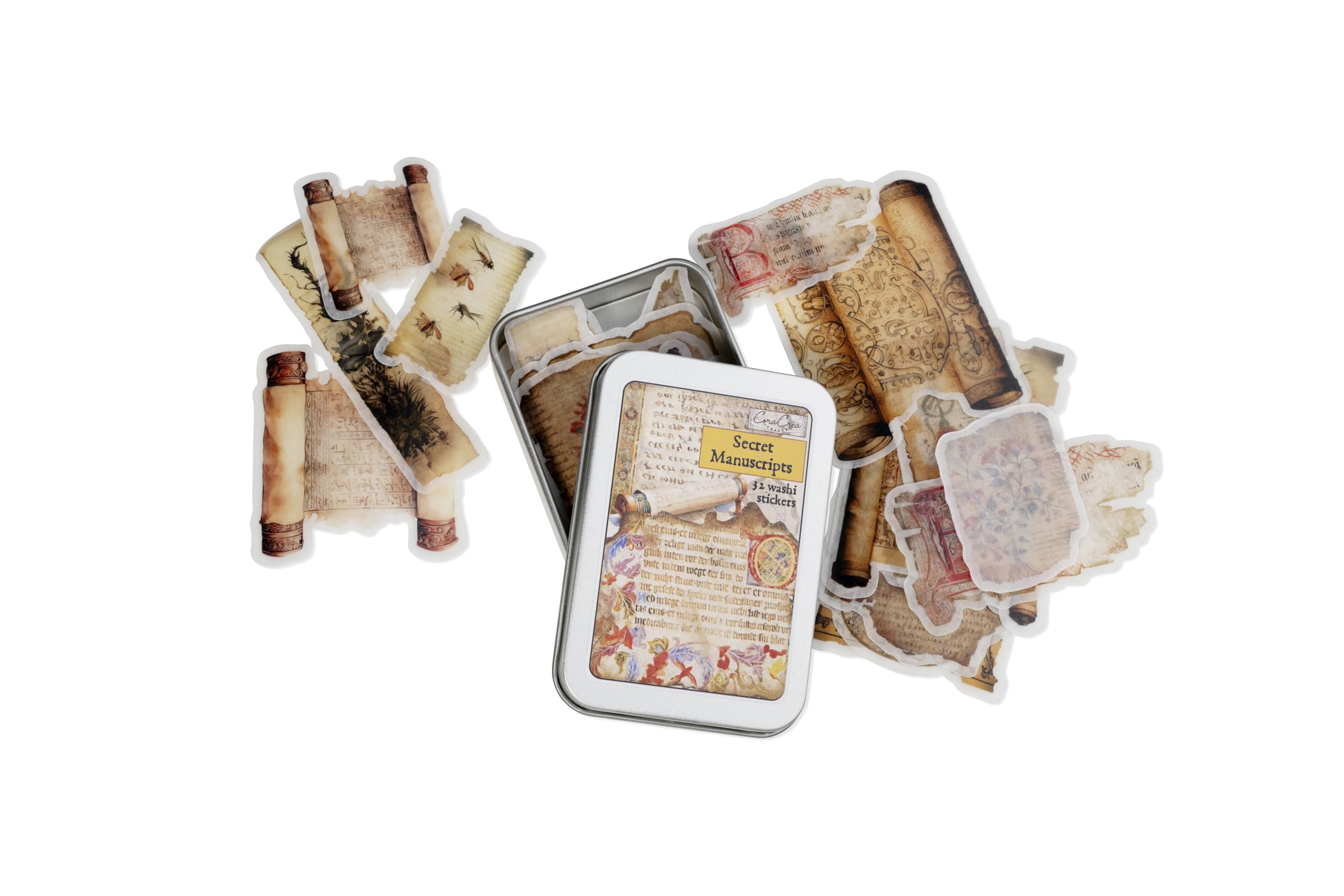 Amazon.com: Vintage Journal Stickers with Tin Box, Scrapbook Stickers ...