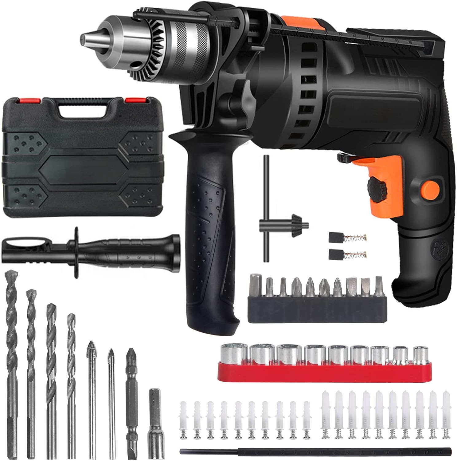 Electric Drill Set, Corded Electric Hammer Percussion Drill, Variable ...