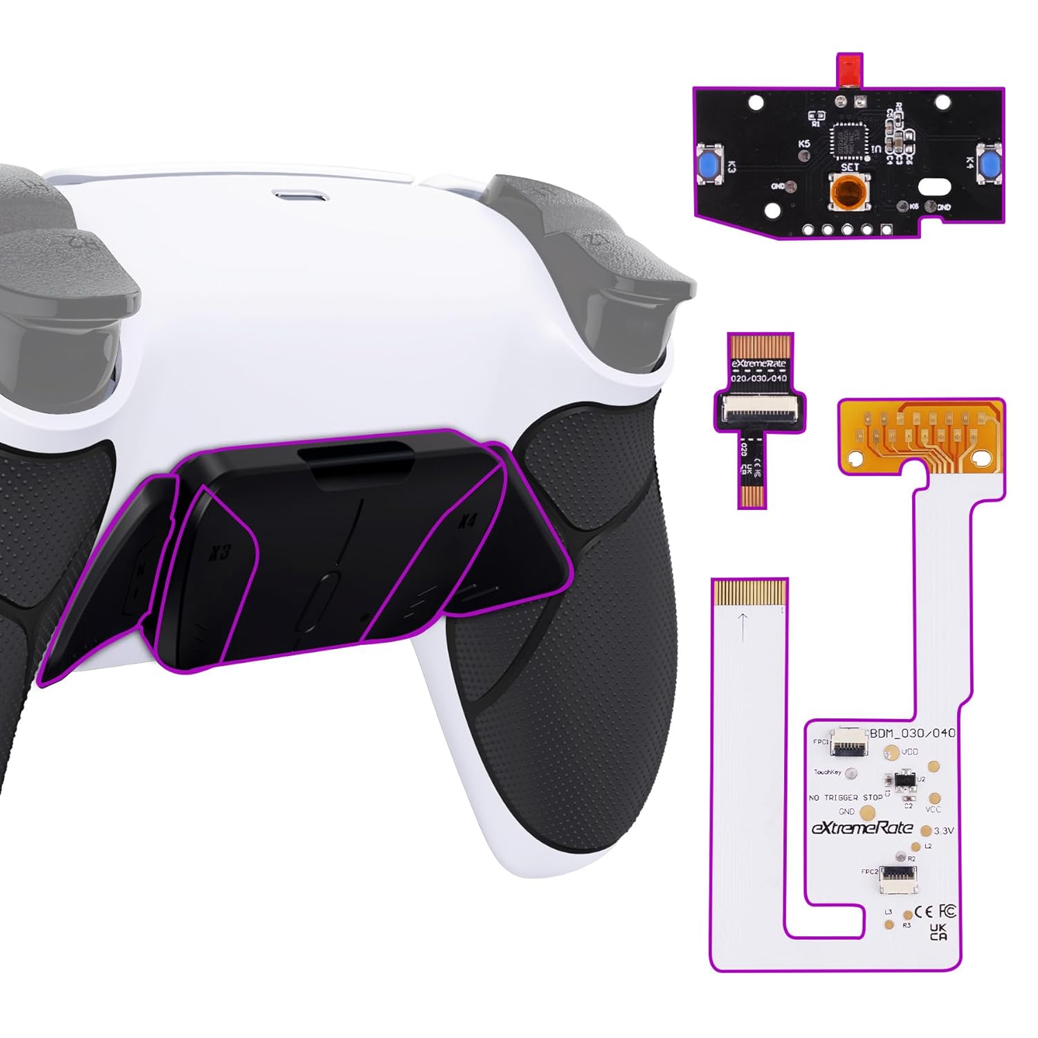 Amazon.com: eXtremeRate Black Rubberized Grip Programable RISE4 V3 ...