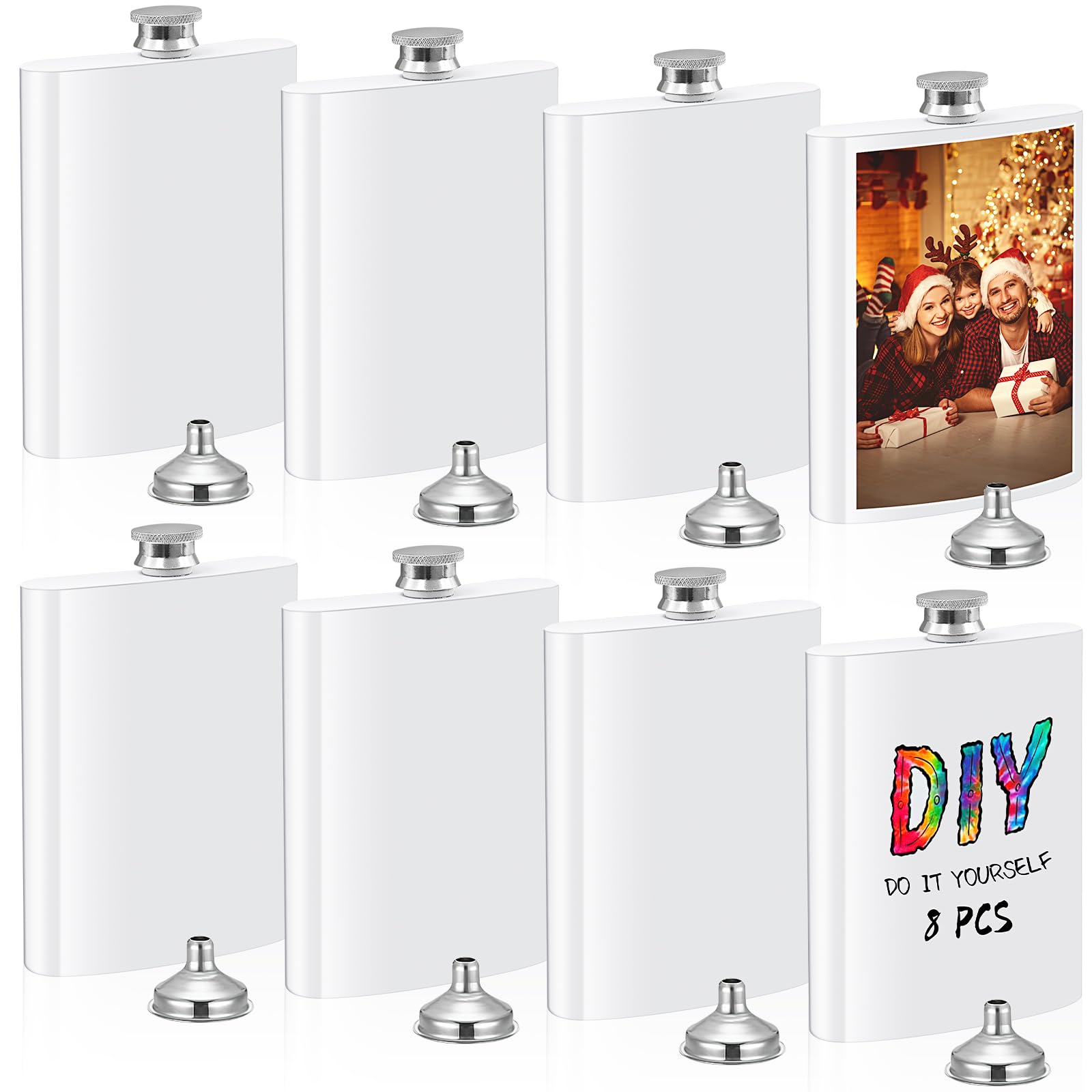 Sublimation Stainless Steel Hip Flask,8 Pack 8 oz Blank Hip Flasks for ...