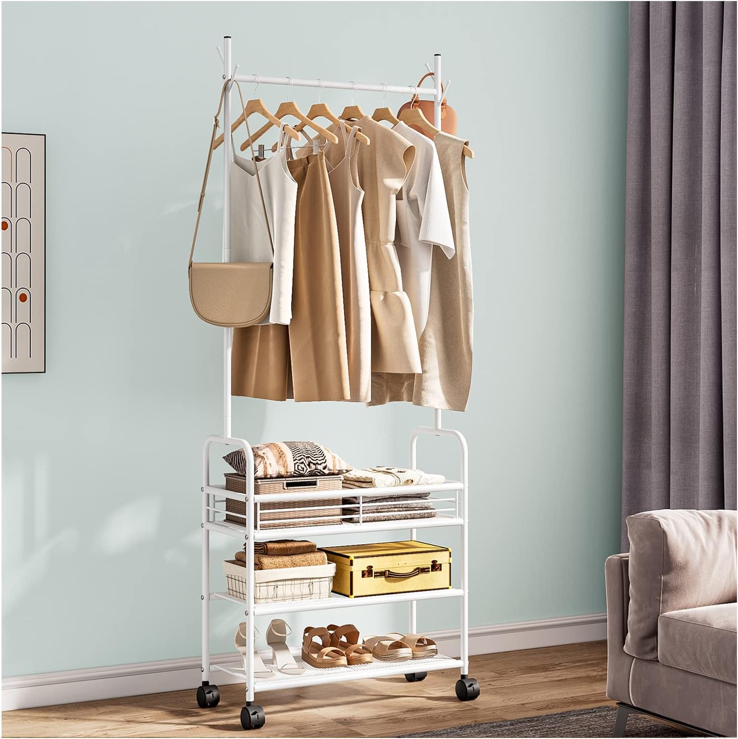 FTEYUET Clothes Rail Heavy Duty Coat Rails Rack Garment Racks Hanger ...
