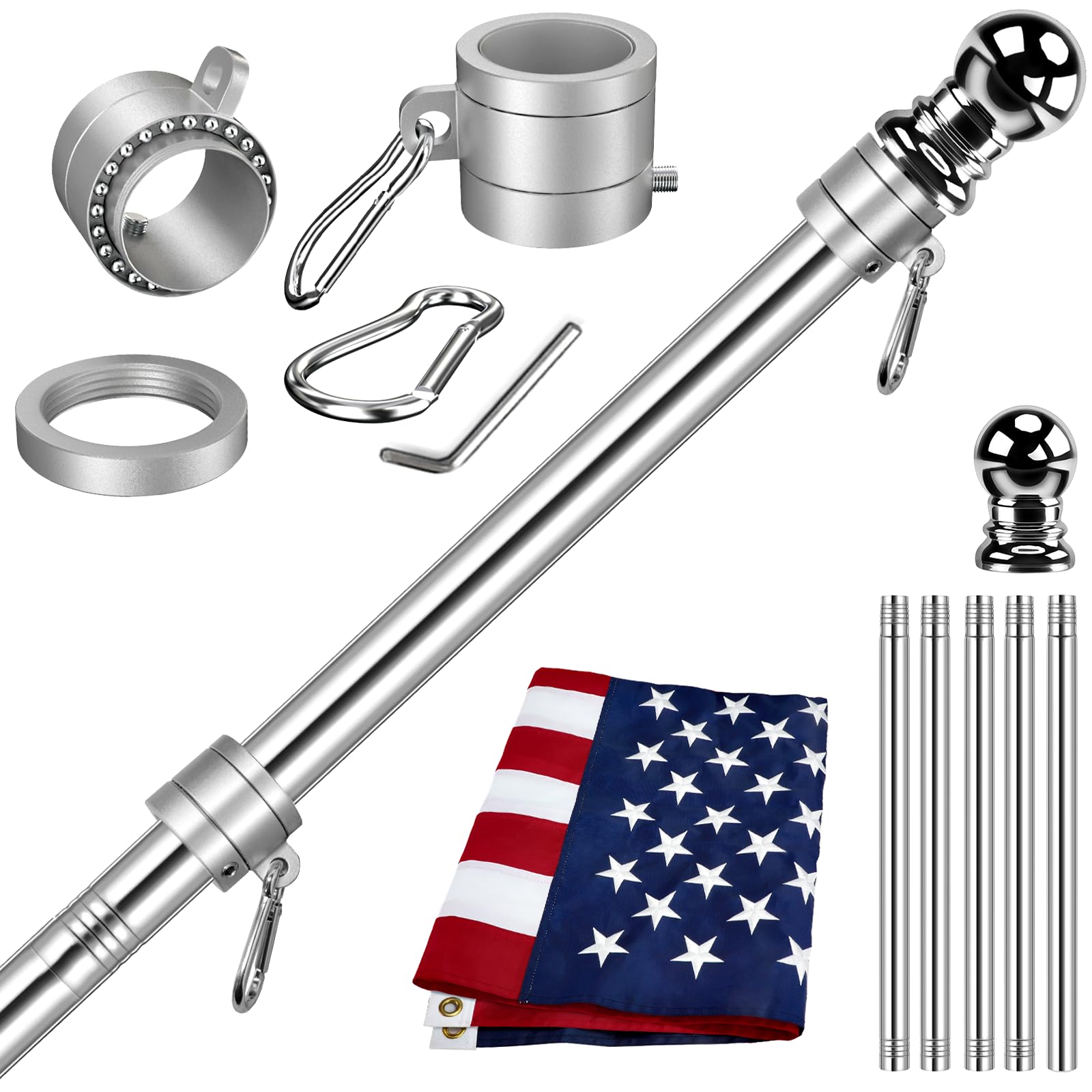 Amazon.com : American Flag Pole Kit Made in USA,Including All 6FT 5 ...