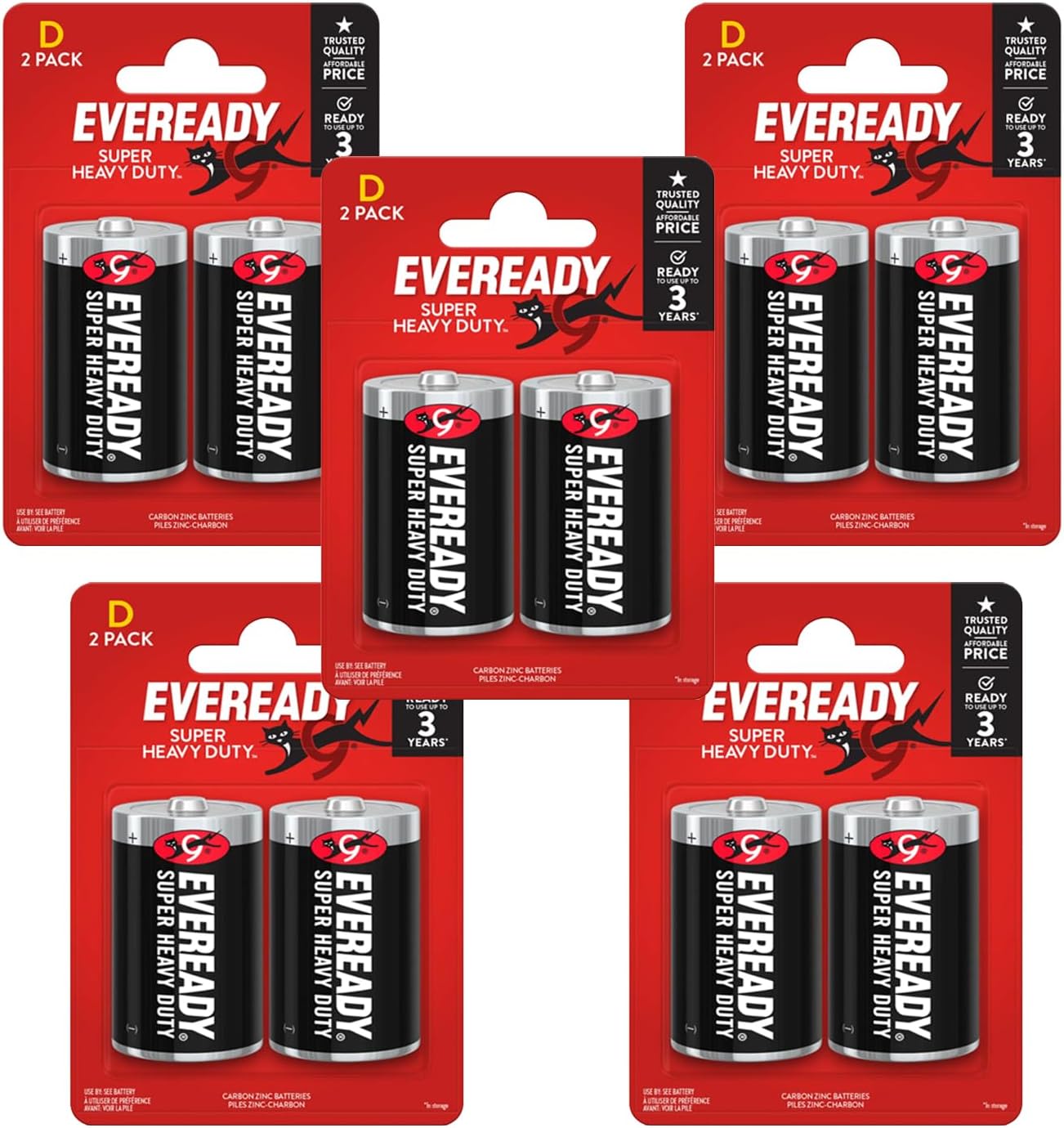 Eveready D Batteries – Pack of 10 Batteries | Heavy Duty Premium Zinc ...