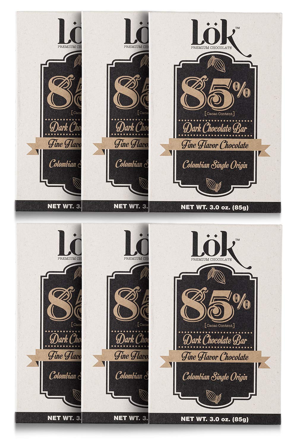 Amazon.com : Lok Dark Chocolate Bar 85% Cacao | Fair Trade, Non-GMO ...