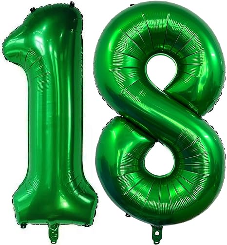 Amazon.com: Dark Green 18 Number Balloons, 40 Inch Giant Number 18 ...