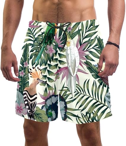TIZORAX Tropical Parrot Swim Shorts for Men Swim Trunks Men’s Bathing ...