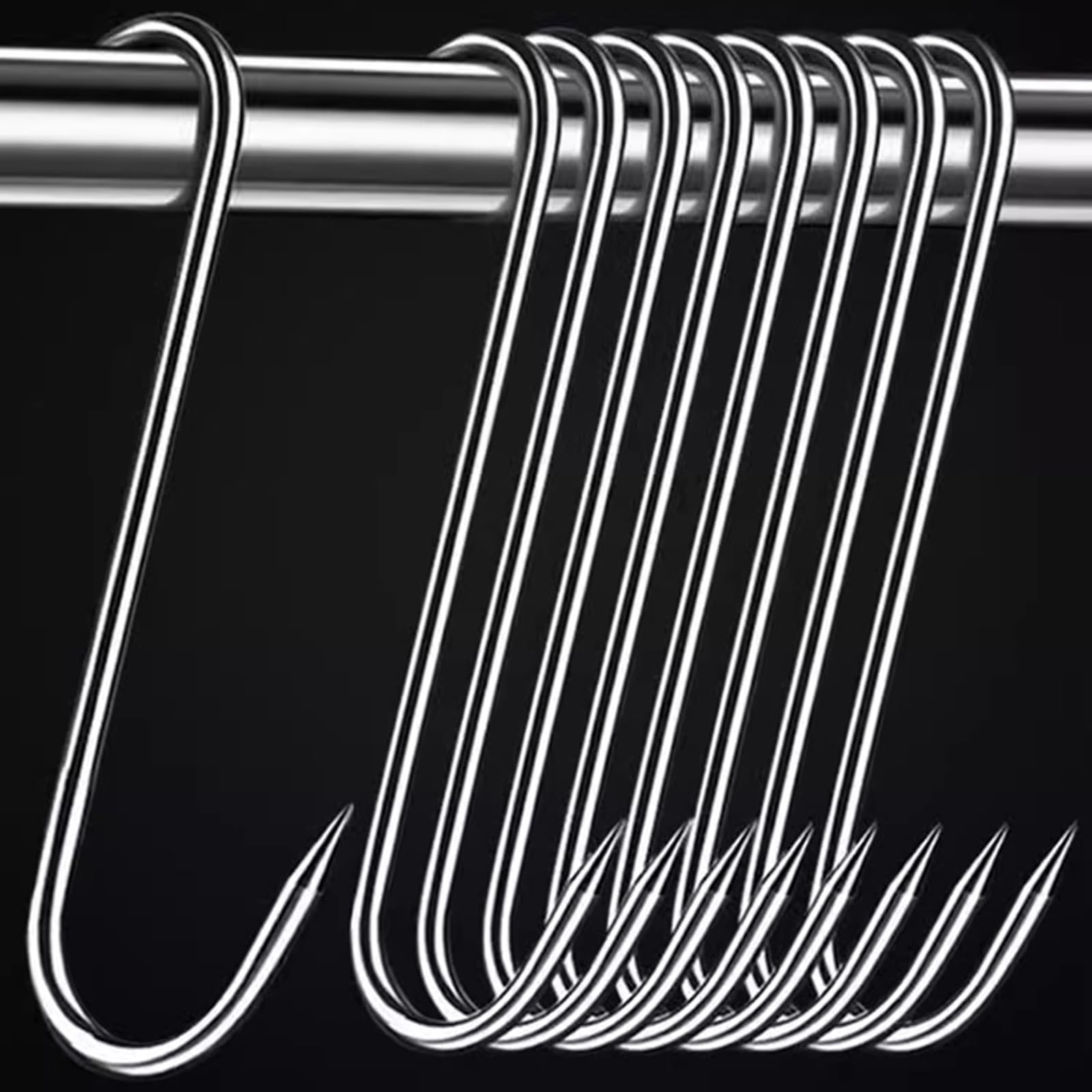 Set 20 carlige din inox pentru macelarie sau afumatoare carne, OEMG ...