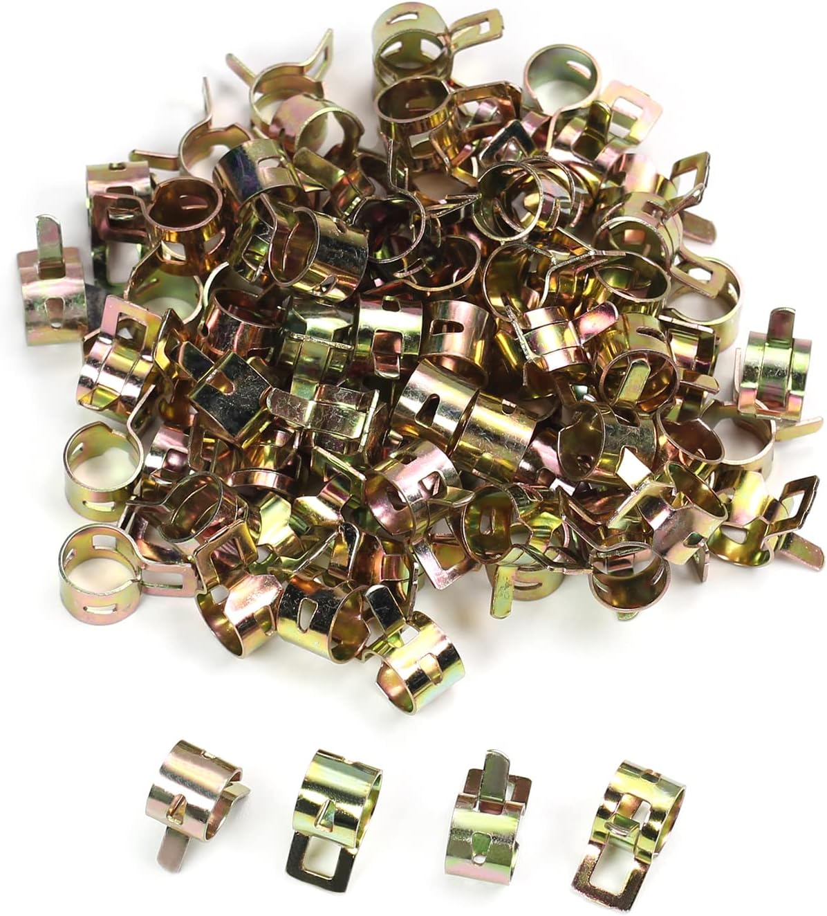 Fielect 100pcs 11/32" / 9mm Spring Band Type Action Hose Pipe Clamp Low ...