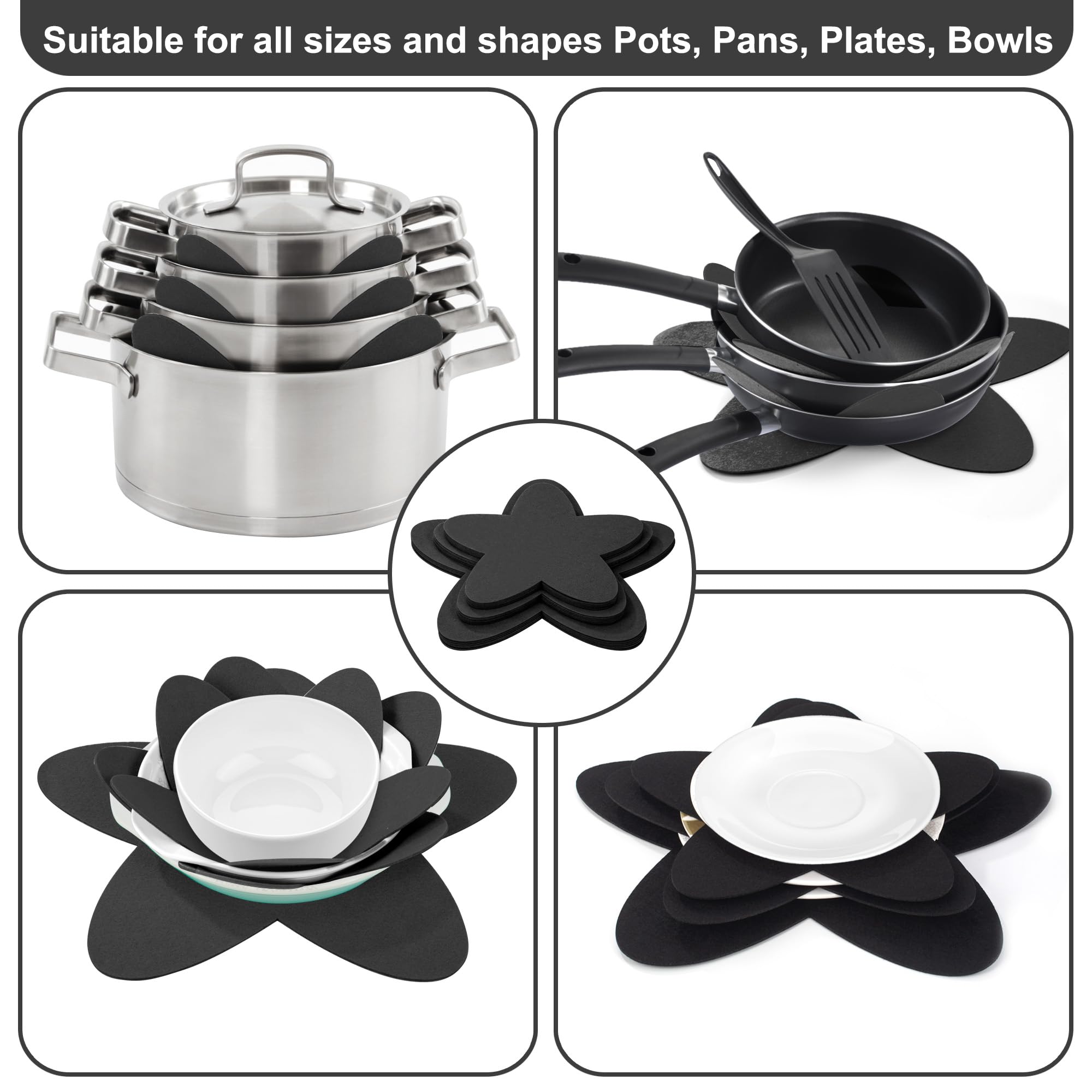 Felt Cookware Protectors 18-Piece Pan Protector Set - 3 Sizes For ...
