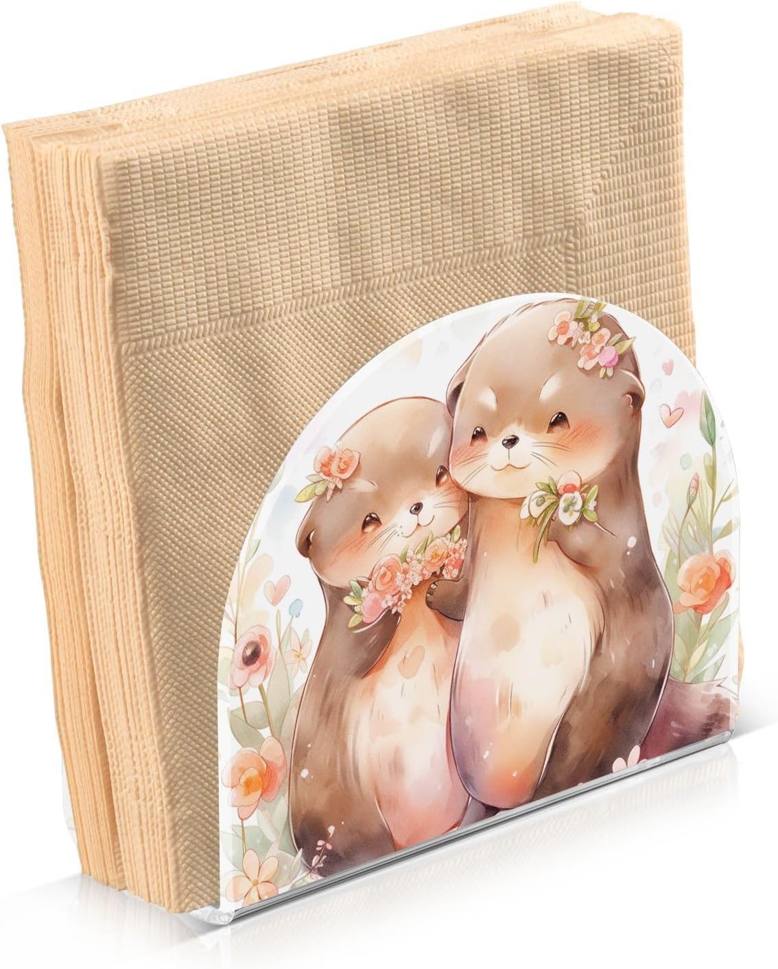 Amazon.com: ZENWAWA Napkin Holder Otters in Love Print for Dining Table ...