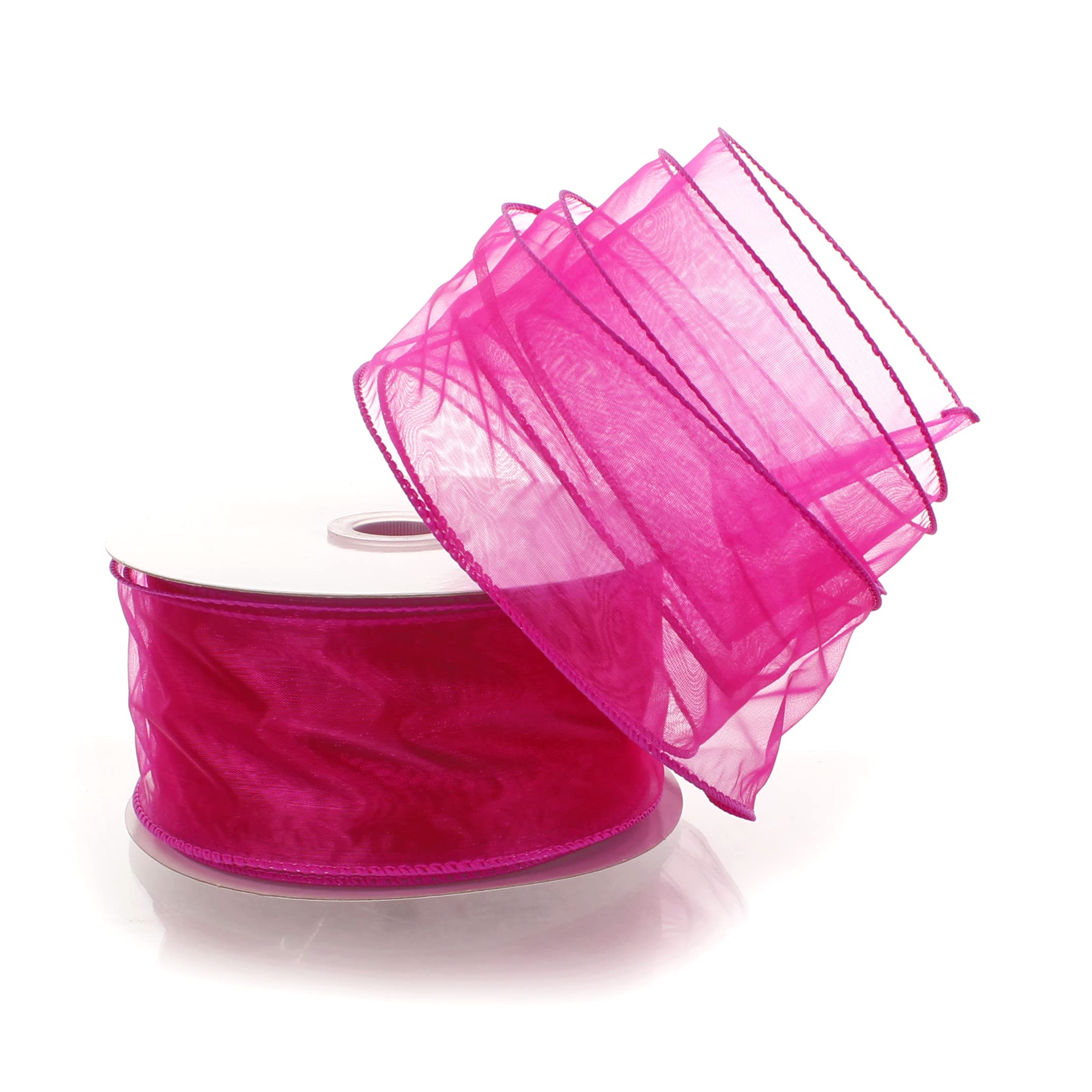 Amazon.com: Ribbon Traditions 2.5" Wired Sheer Organza Ribbon Fuchsia ...