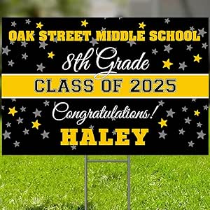 Amazon.com : 8th Grade Graduation Class Of 2025 Sign, Middle School ...