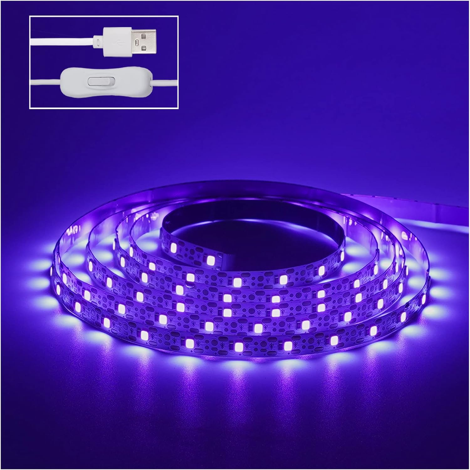 6.6FT/2M LED Black Light Strip - 120 Units LED UV Wick 395-400nm, USB ...