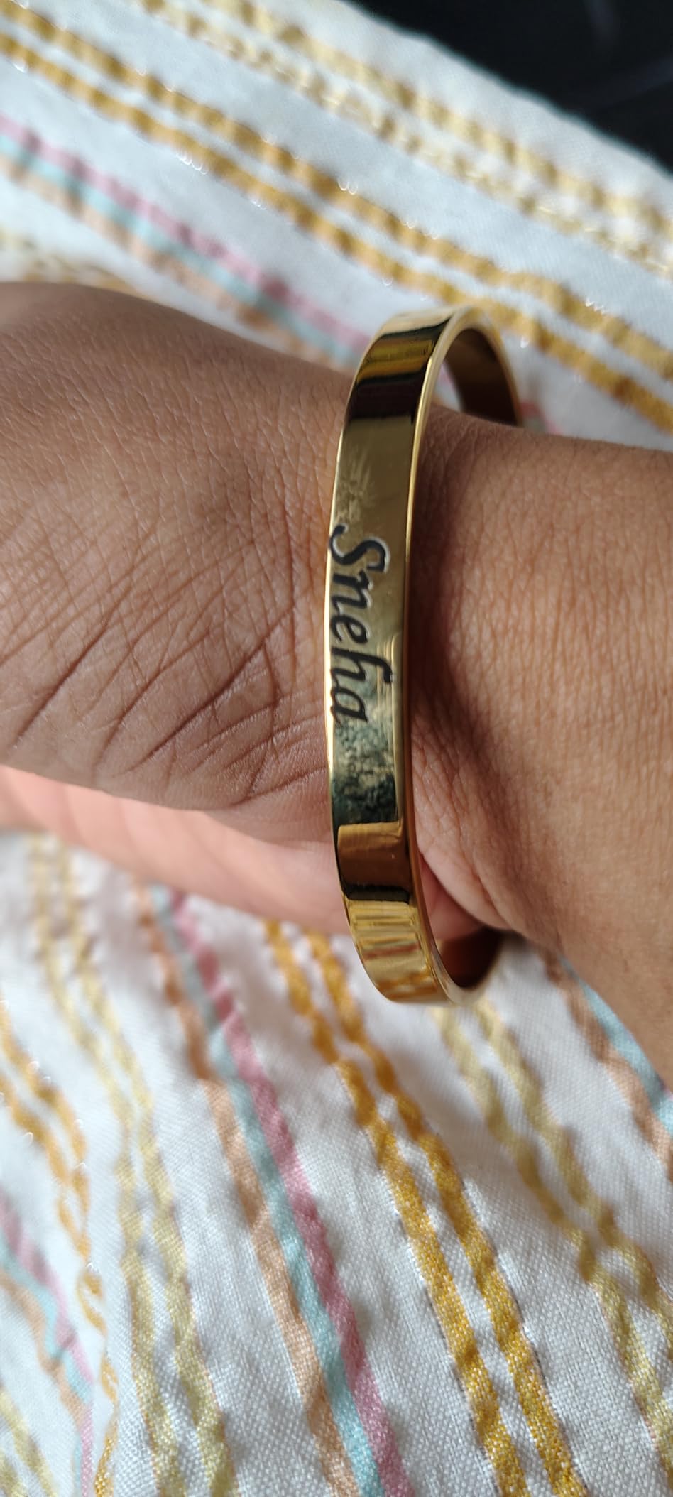 LOUIS MILLER Personalised Golden Kada | With 1 Year Colour Warranty ...