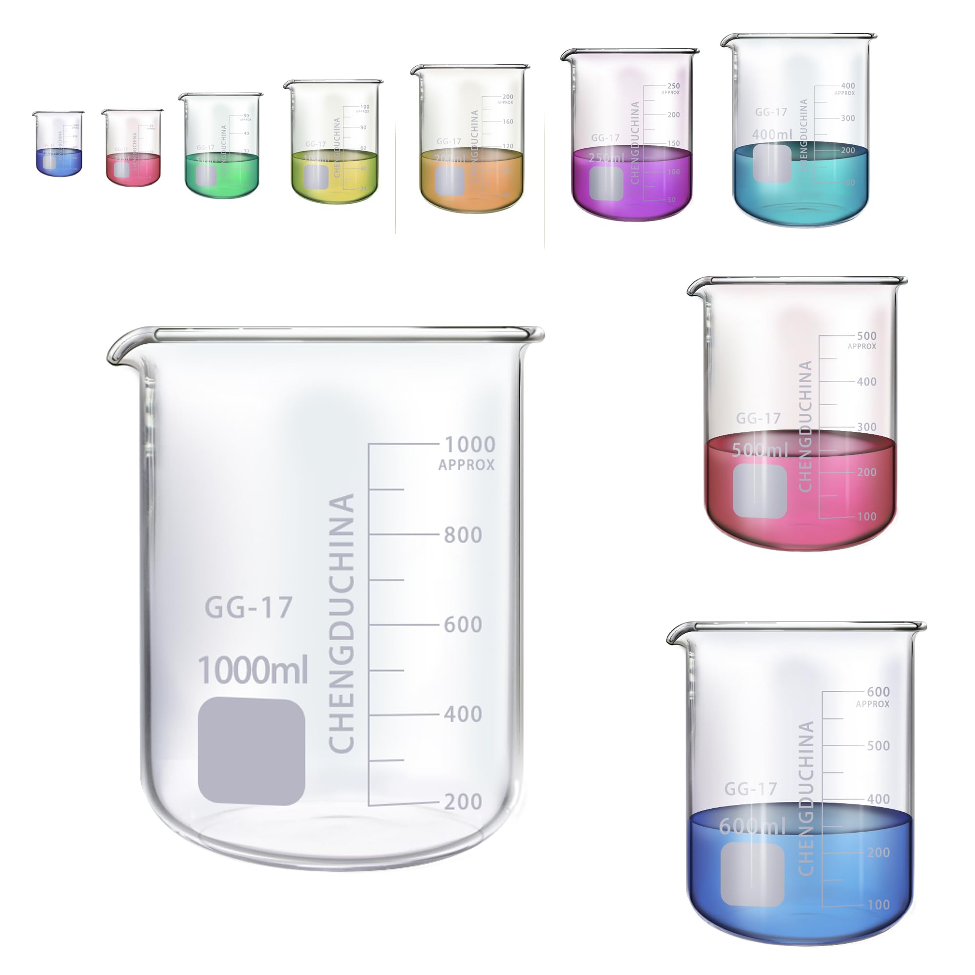 Lab Beakers Set Low Form Glass Beaker, Heat Borosilicate Glass Beakers ...