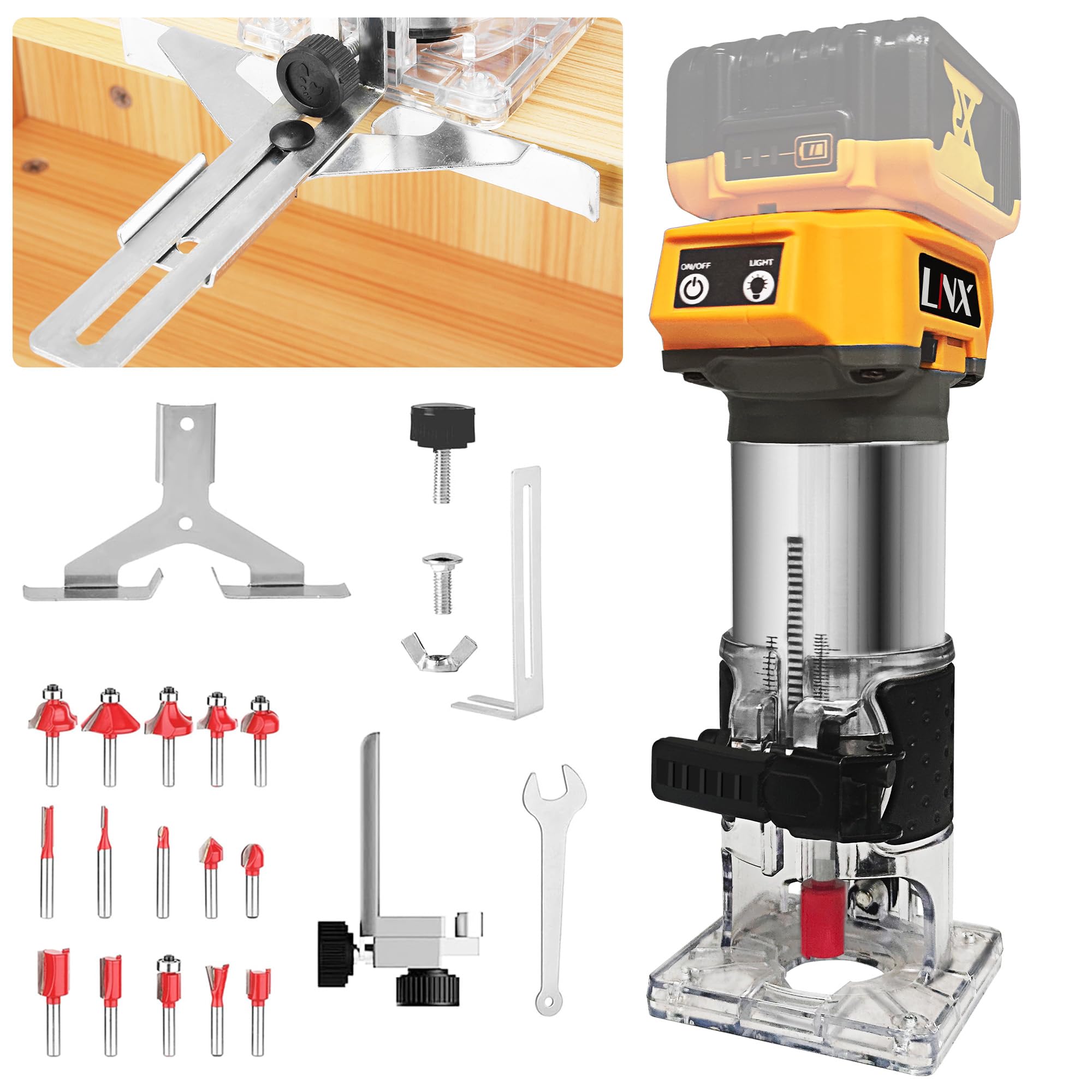 800W Cordless Wood Router Compatible With Dewalt 20V Battery,byczone ...