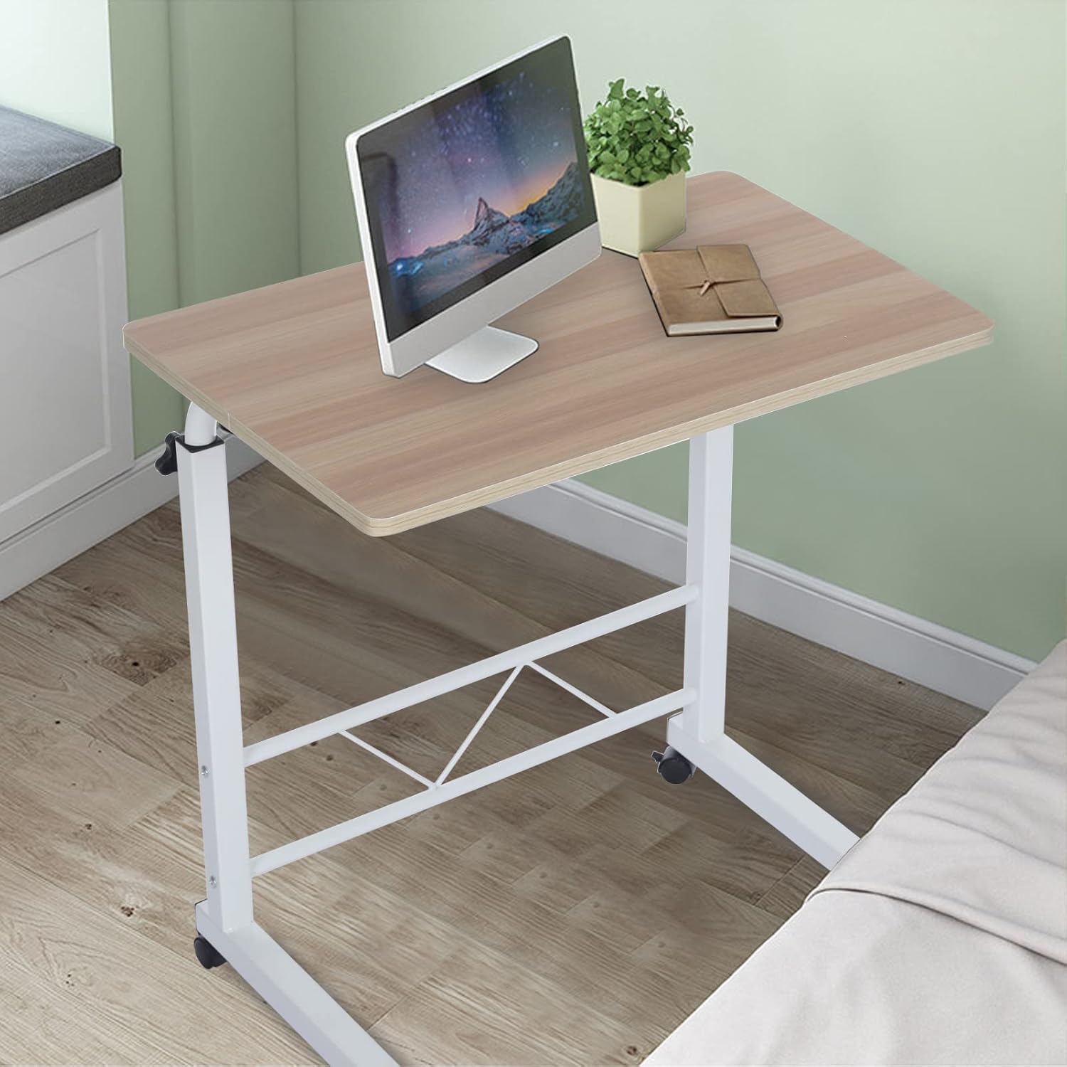 Amazon.com: Height Adjustable Side Table with Rolling Wheel Bedside ...