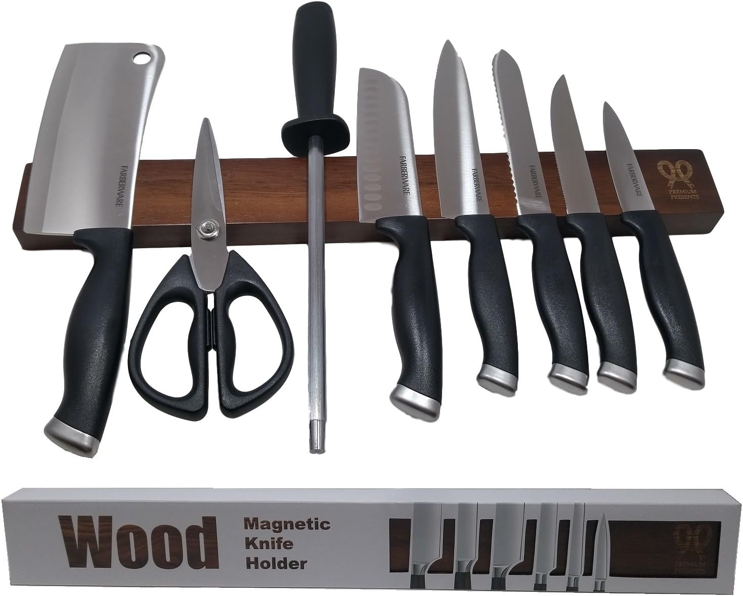 Amazon.com: Dark Walnut wood magnetic knife strip. Replace knife block ...