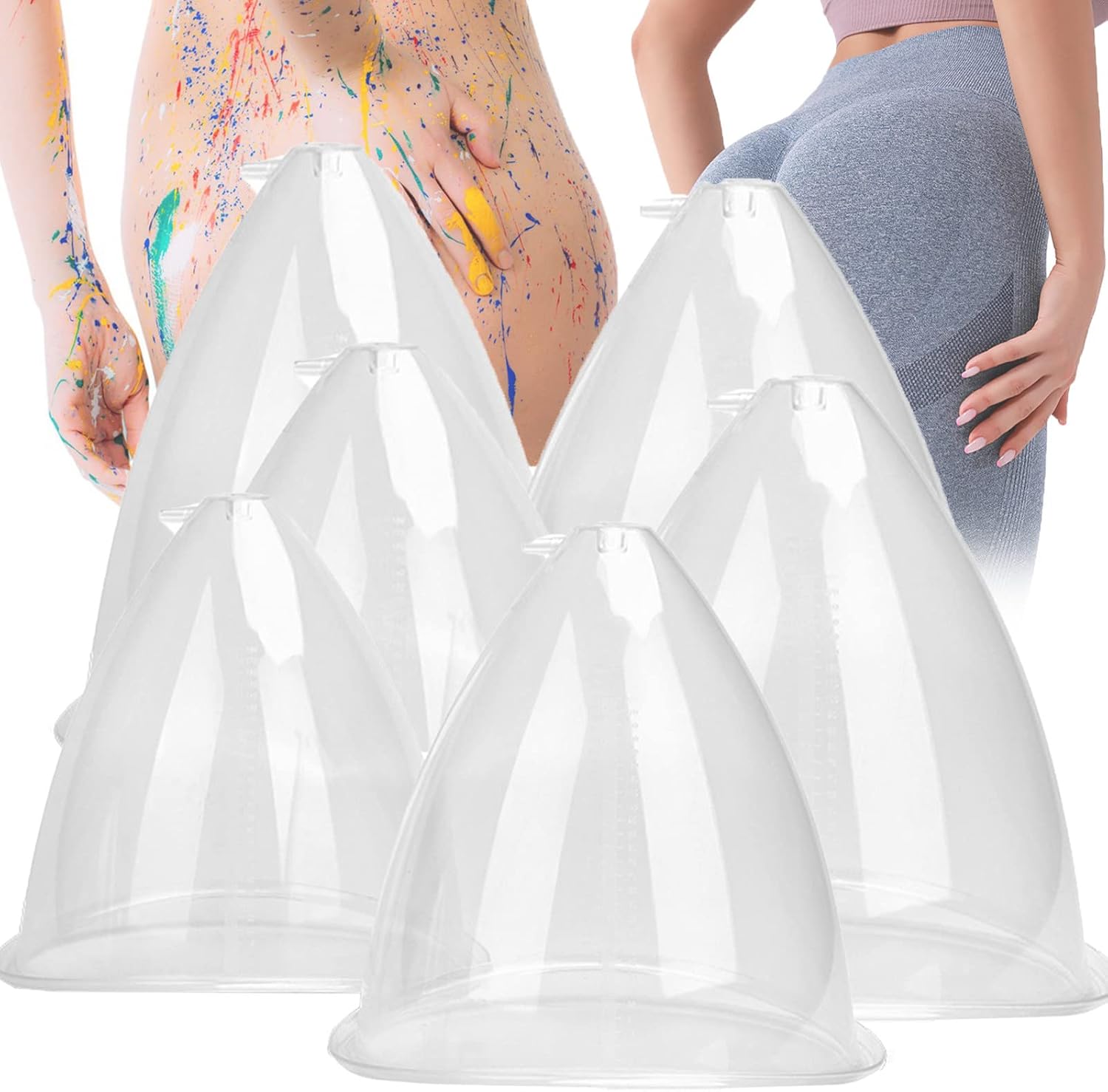 Amazon.co.jp: 真空療法吸引カップ、2/4/6pcsカッピング療法カップセット吸引マッサージ真空療法マシンのお尻用アクセサリー、ボディシェイピングマッサージャーアクセサリー ...