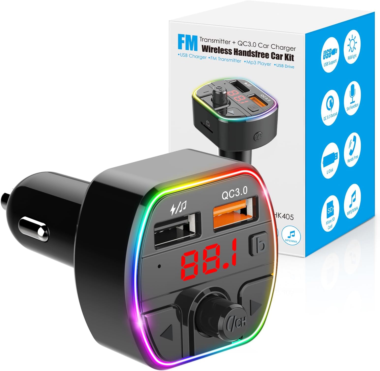 Amazon.com: 3 in 1 Bluetooth FM Transmitter for Car, Bluetooth Car ...