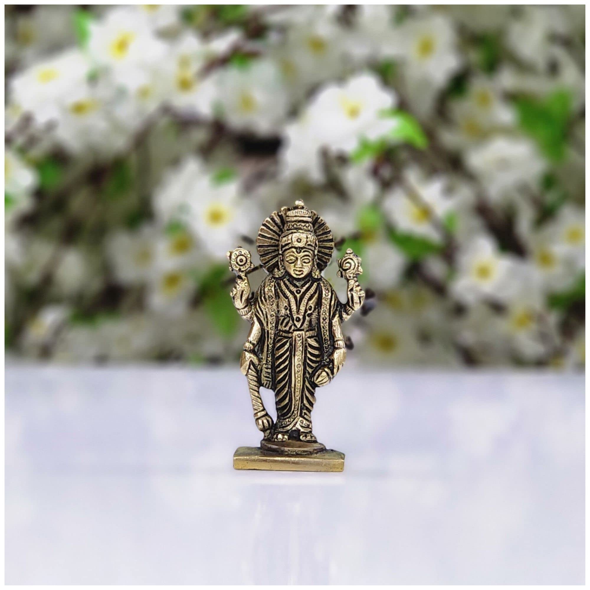 Buy AtoZ India Cart Lord Vishnu Statue in Brass Vishnu Sculpture Hindu ...