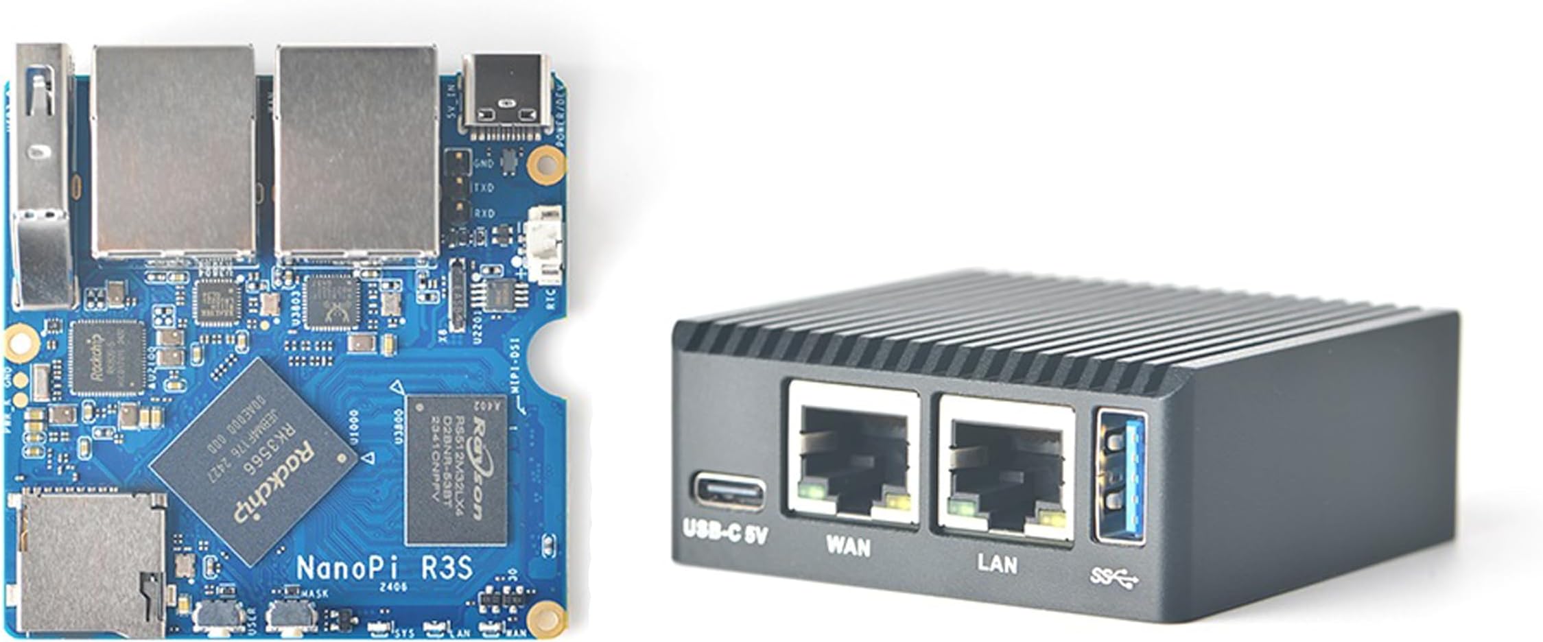 Amazon.com: Nanopi R4S Mini Portable Travel Router OpenWRT with Dual ...